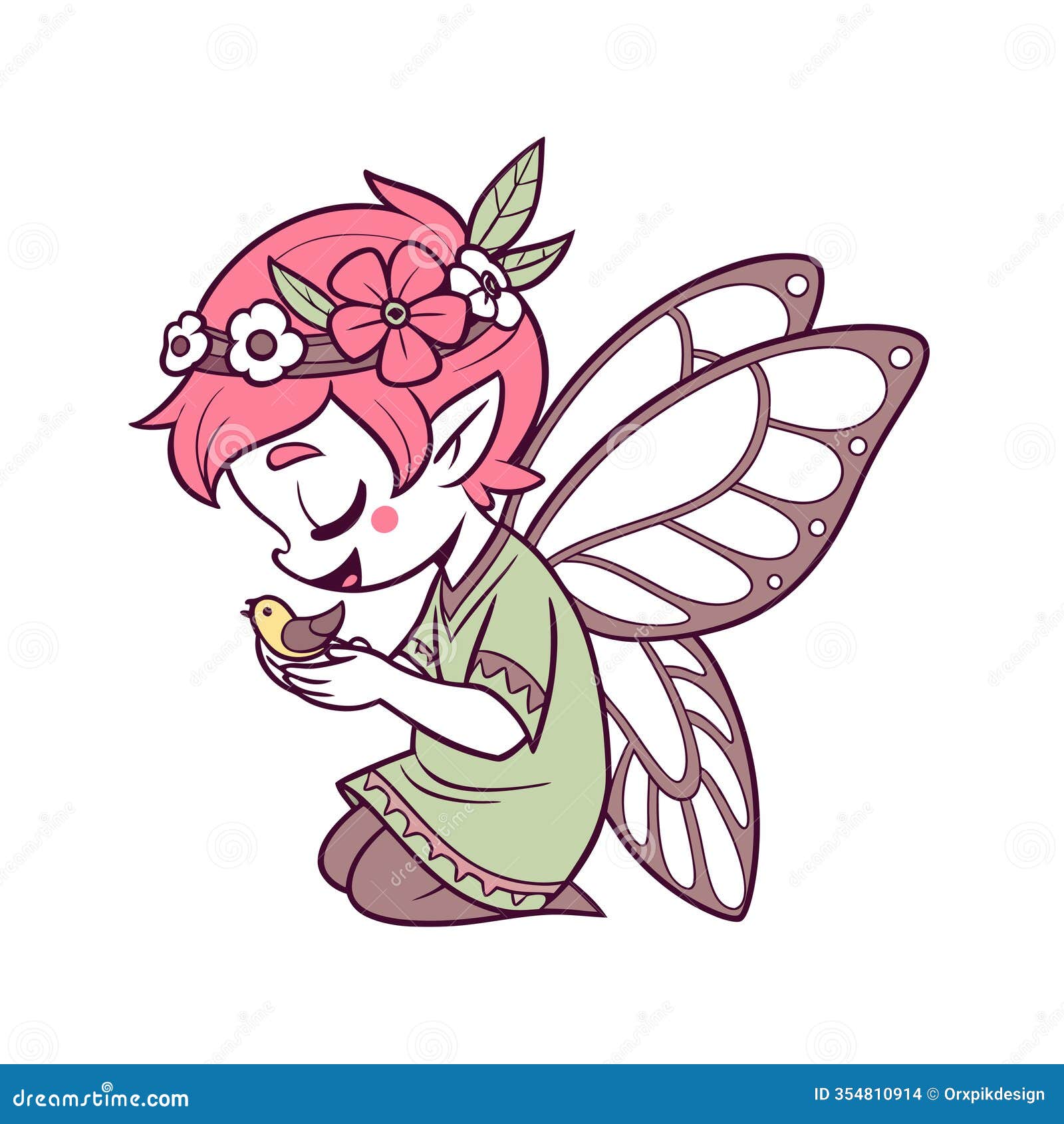 Charming Sprite with Love for Nature Stock Illustration - Illustration ...