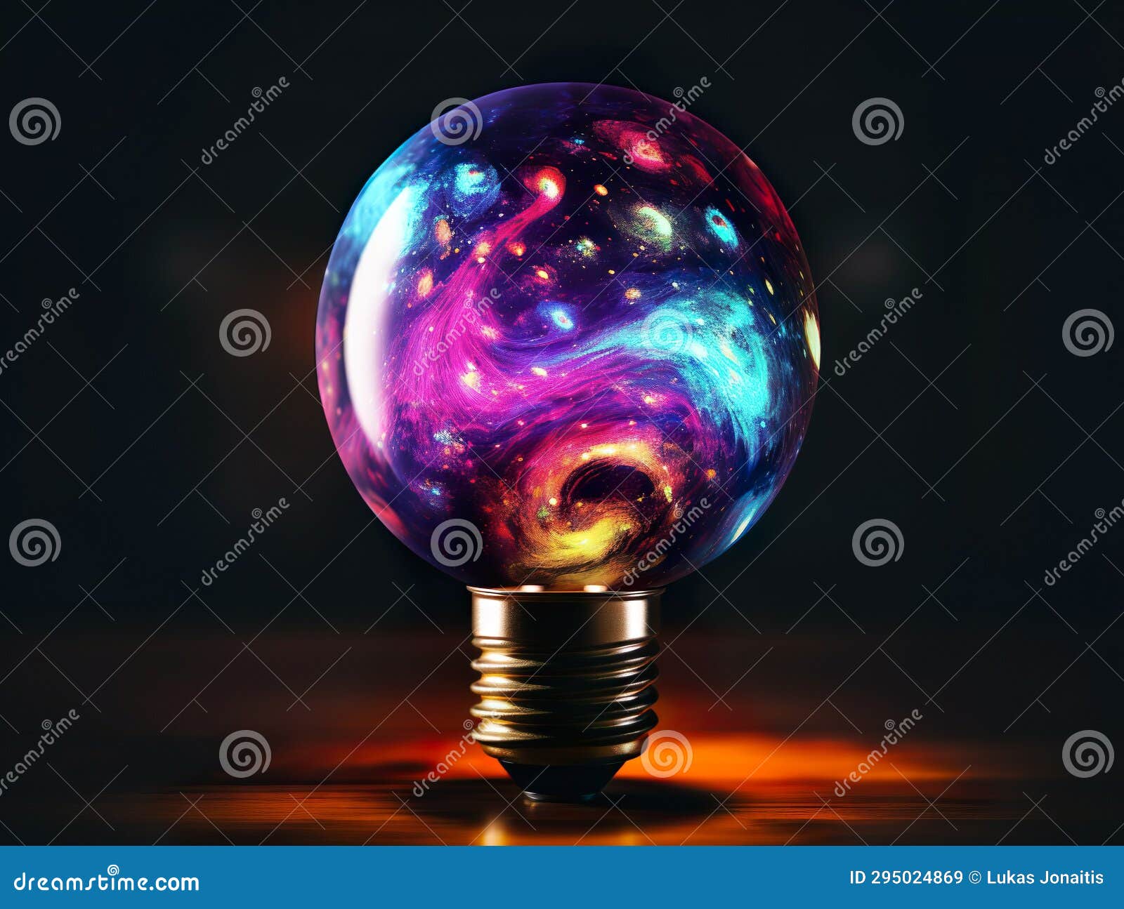 Imaginative Light Bulb with Galaxies Glowing Inside Stock Illustration ...