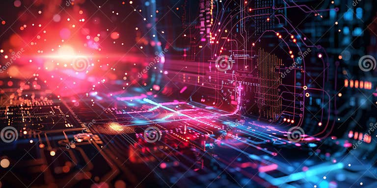 Imaginative Representation of Advanced Digital Technology with Neon ...