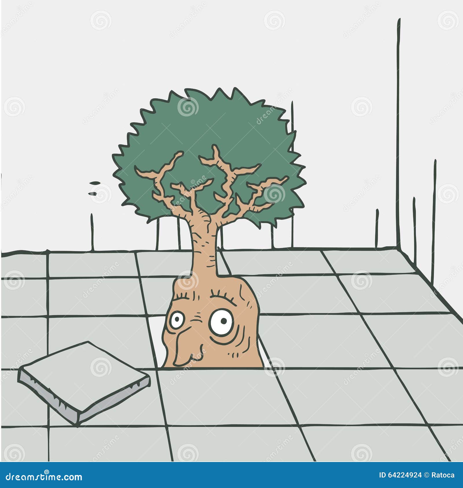 Imaginative tree in room stock vector. Illustration of style - 64224924