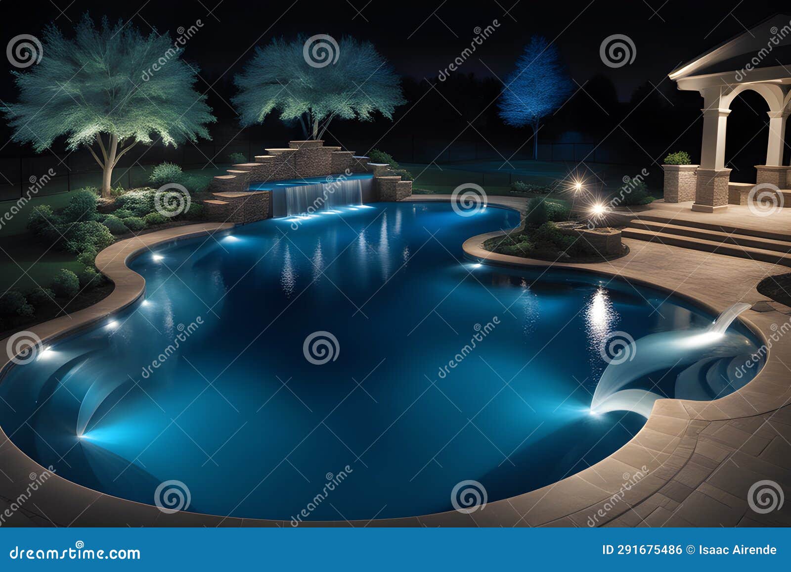 Imagine a Beautiful Pool at Night Generated by Ai Stock Illustration ...
