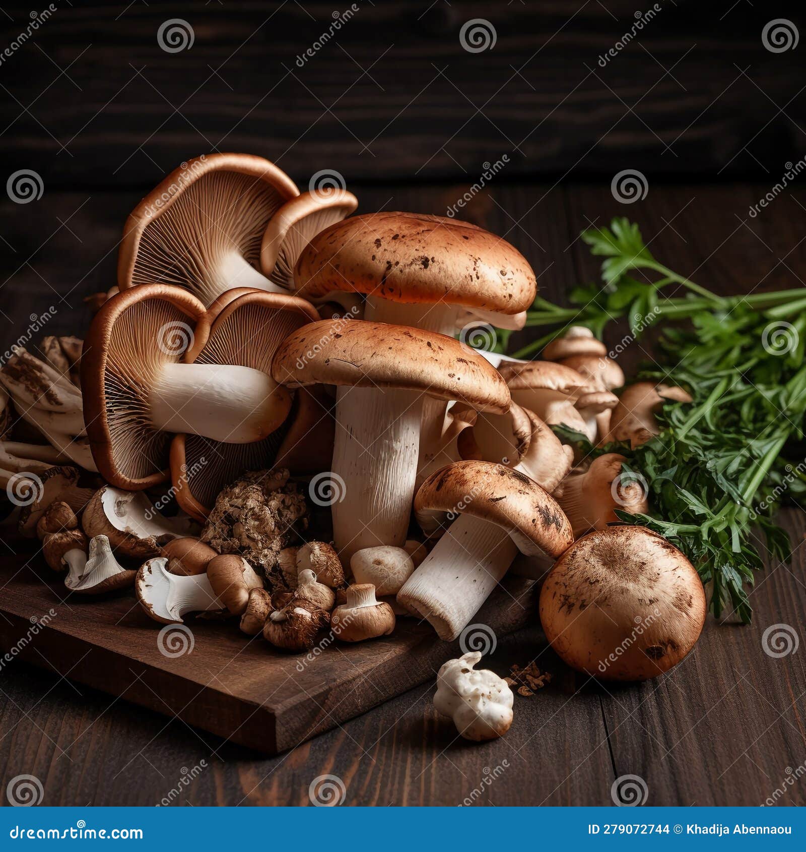 A Grouping of Mushrooms in Earthy Shades of Brown. Stock Illustration ...