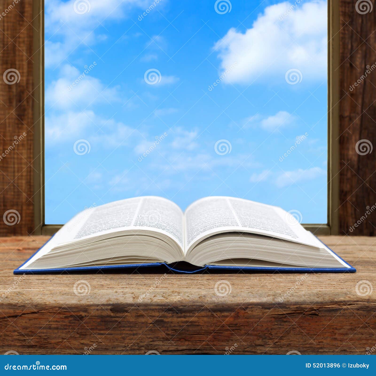 Imagine Concept Book Page Open Window Sky Stock Photo - Image of page ...