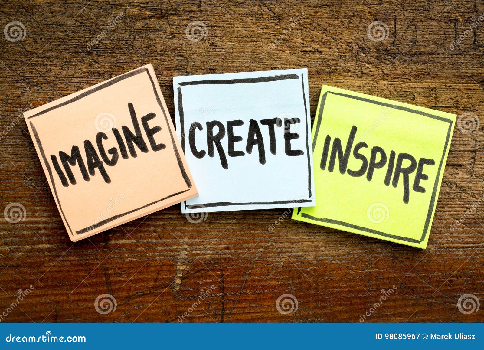Imagine, Create, Inspire Concept on Sticky Notes Stock Image - Image of ...