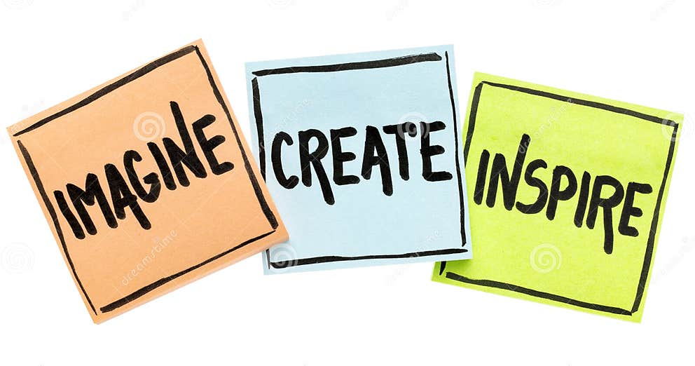 Imagine, Create, Inspire Concept on Sticky Notes Stock Image - Image of ...