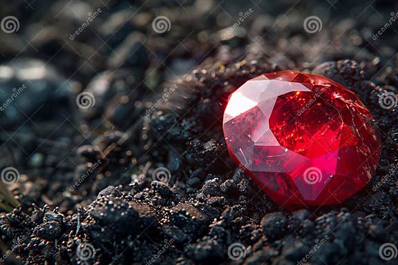Imagine a Deep Red Ruby Stone Glowing Under the Light, Resting Stock ...