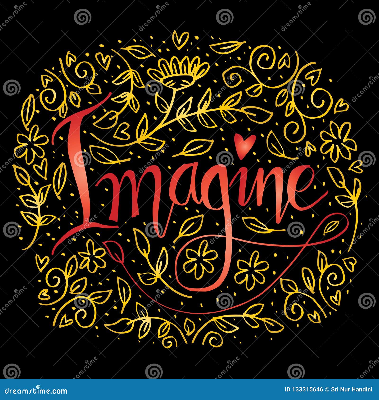 Imagine Hand lettering. stock vector. Illustration of coaching - 133315646