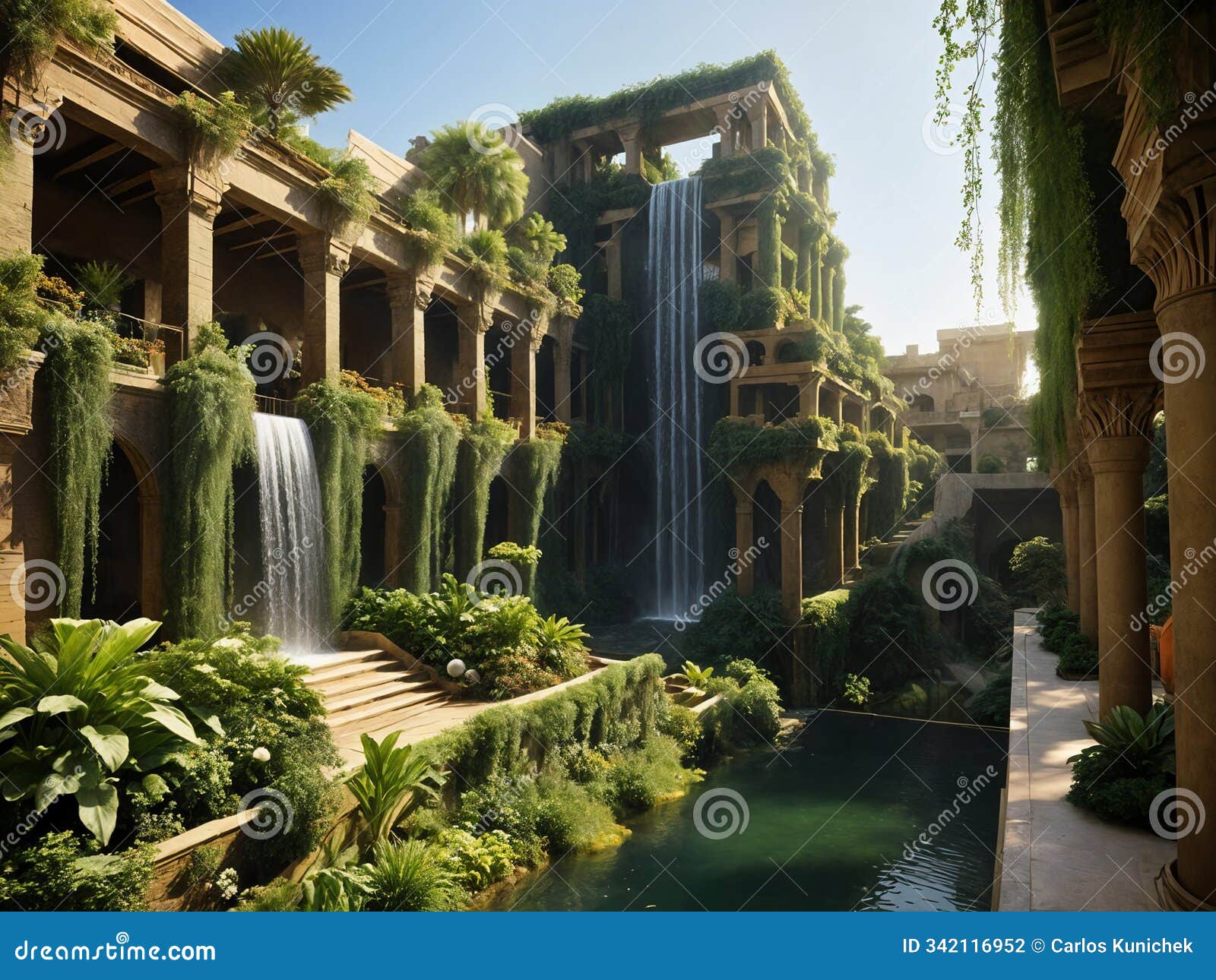 Imagine the Hanging Gardens of Babylon in Their Prime, a Towering ...