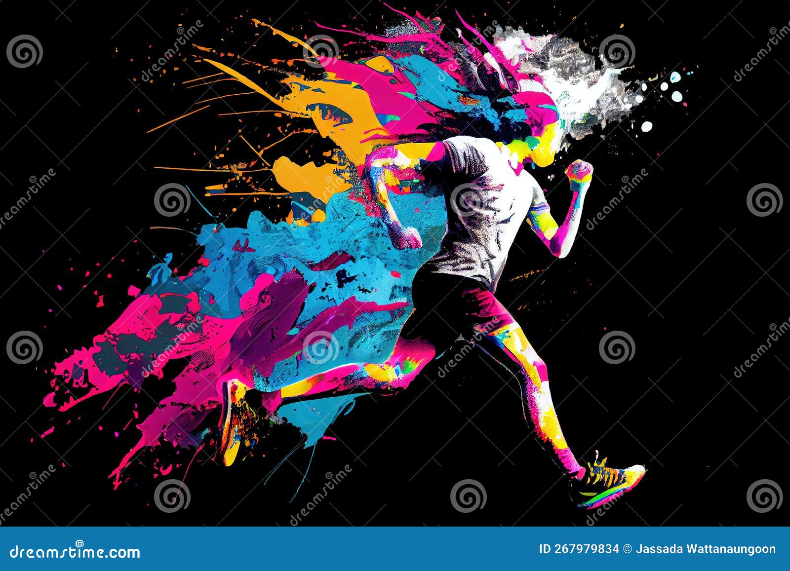 Imagine Running on Splash Color Stock Illustration - Illustration of ...