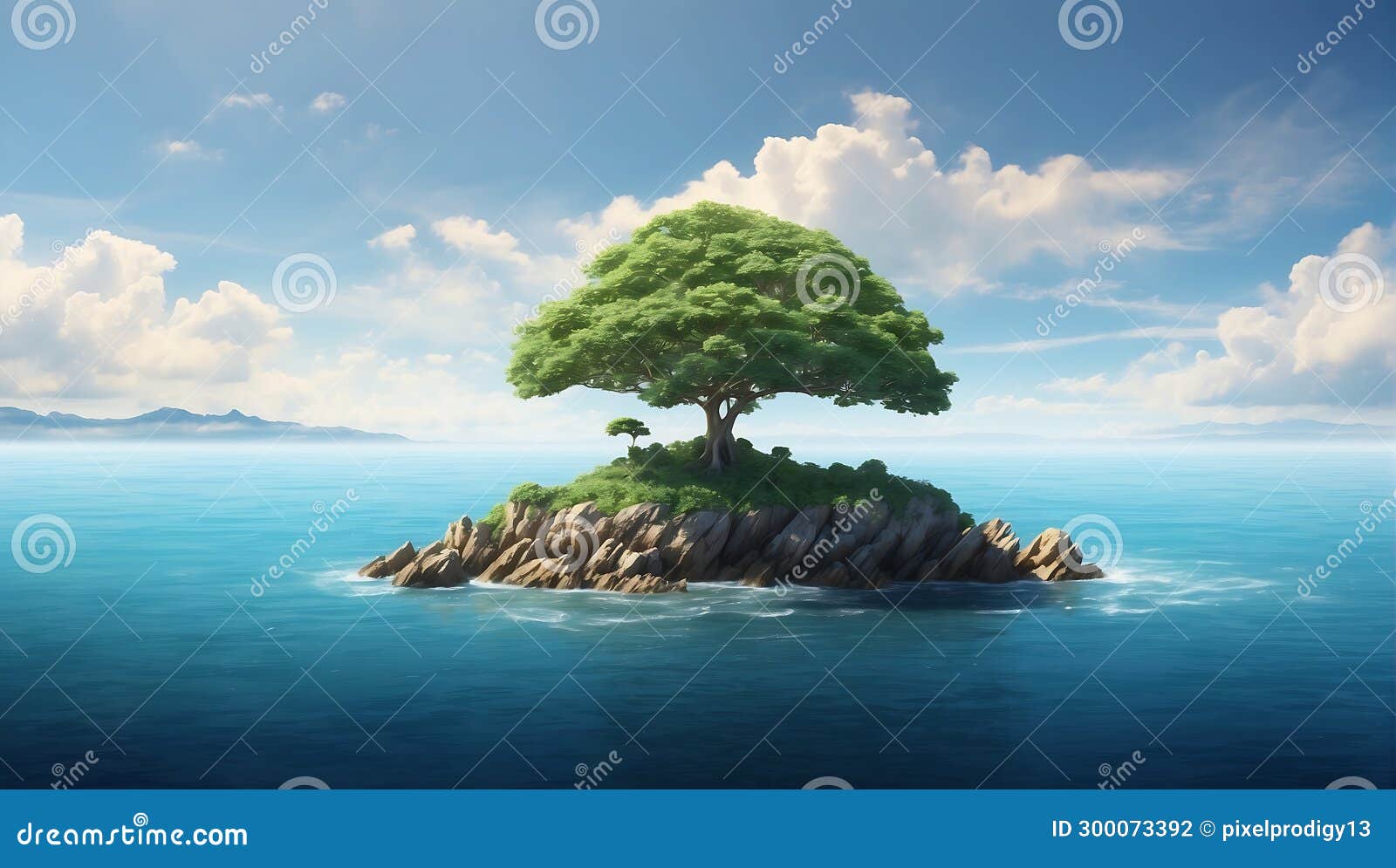 A Tiny Island in the Middle of the Endless Ocean, with a Single Tree ...