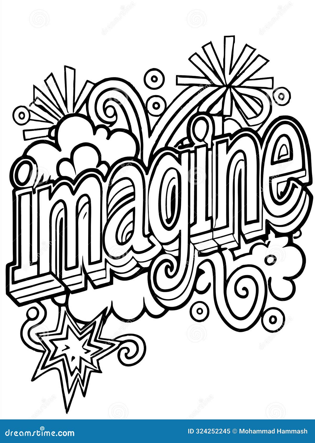 Imagine Word Coloring Page stock illustration. Illustration of coloring ...