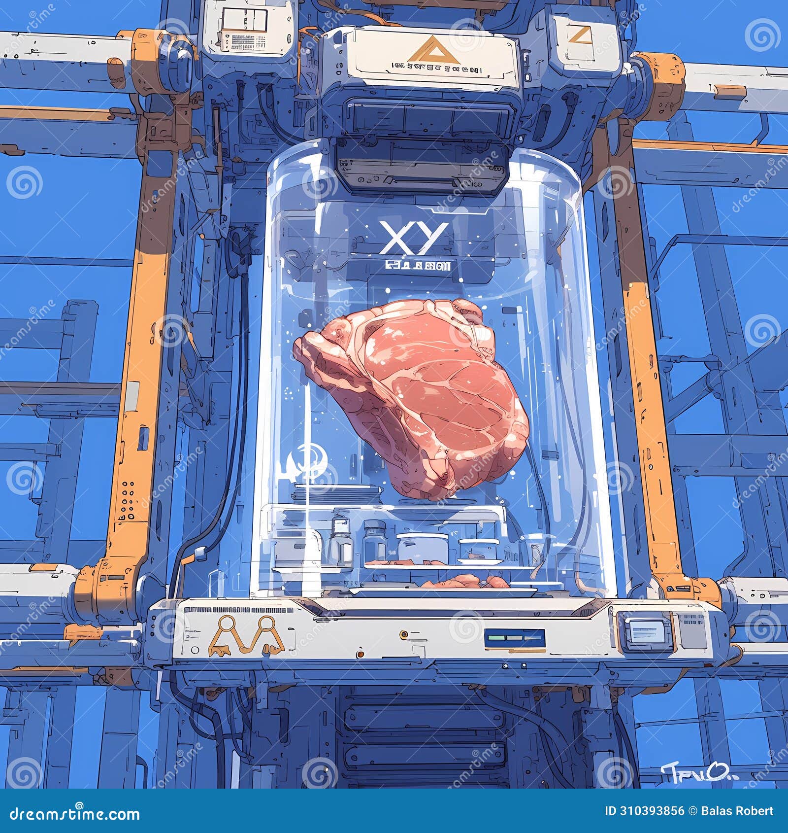 High-tech Meat Processing in Futuristic Factory. Stock Illustration ...