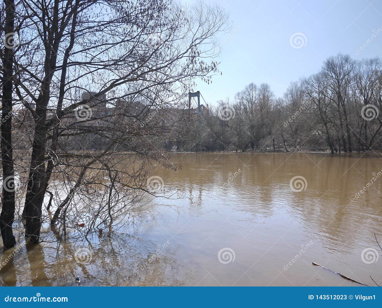 Floods in the Spring. Spring Flood Turned a Small River into a Large ...