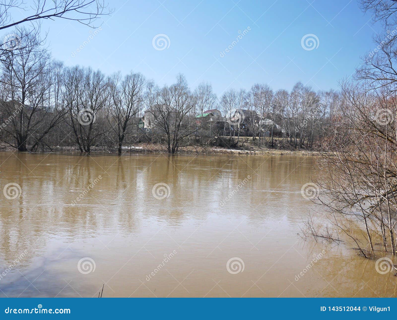 Floods in the Spring. Spring Flood Turned a Small River into a Large ...