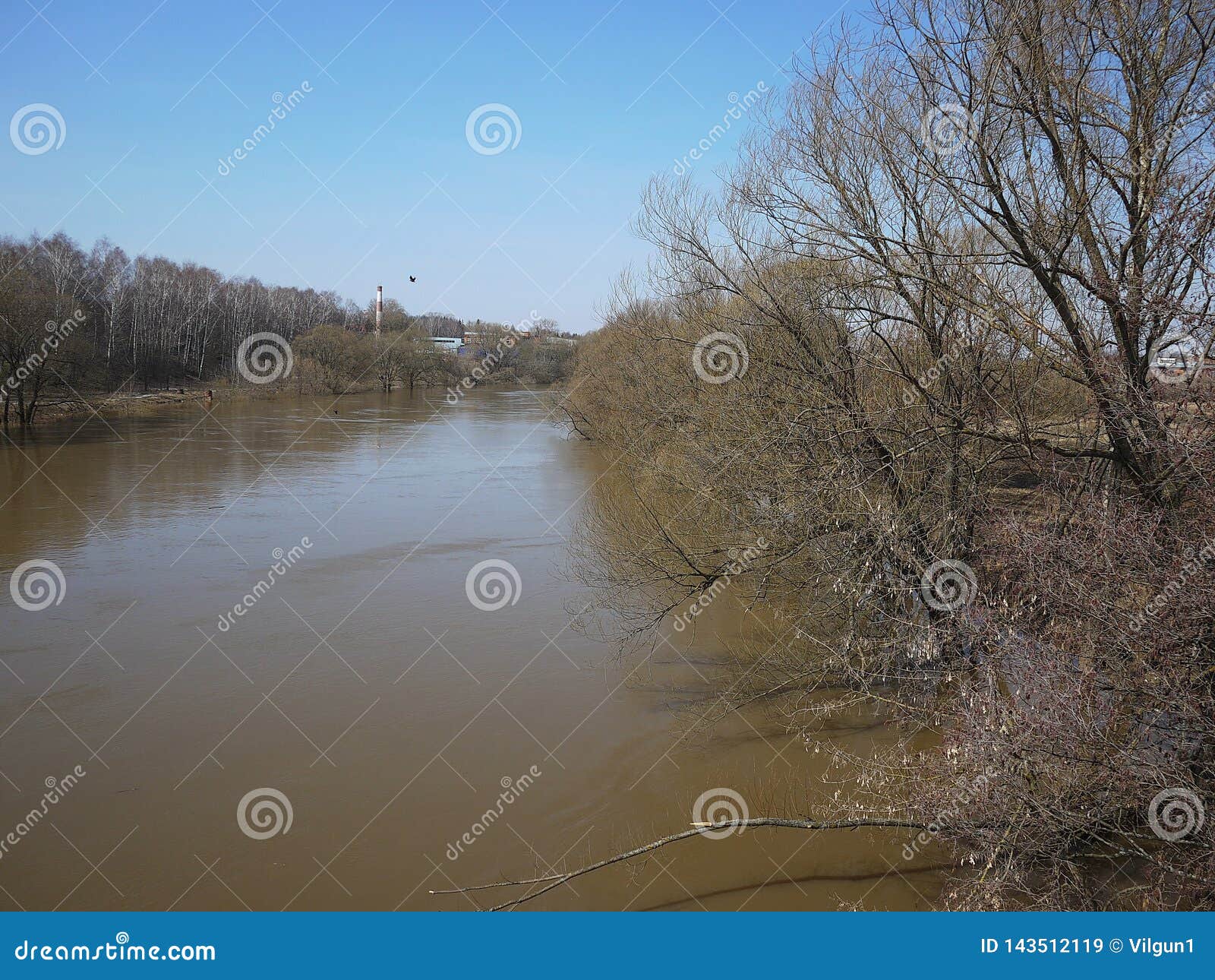 Floods in the Spring. Spring Flood Turned a Small River into a Large ...