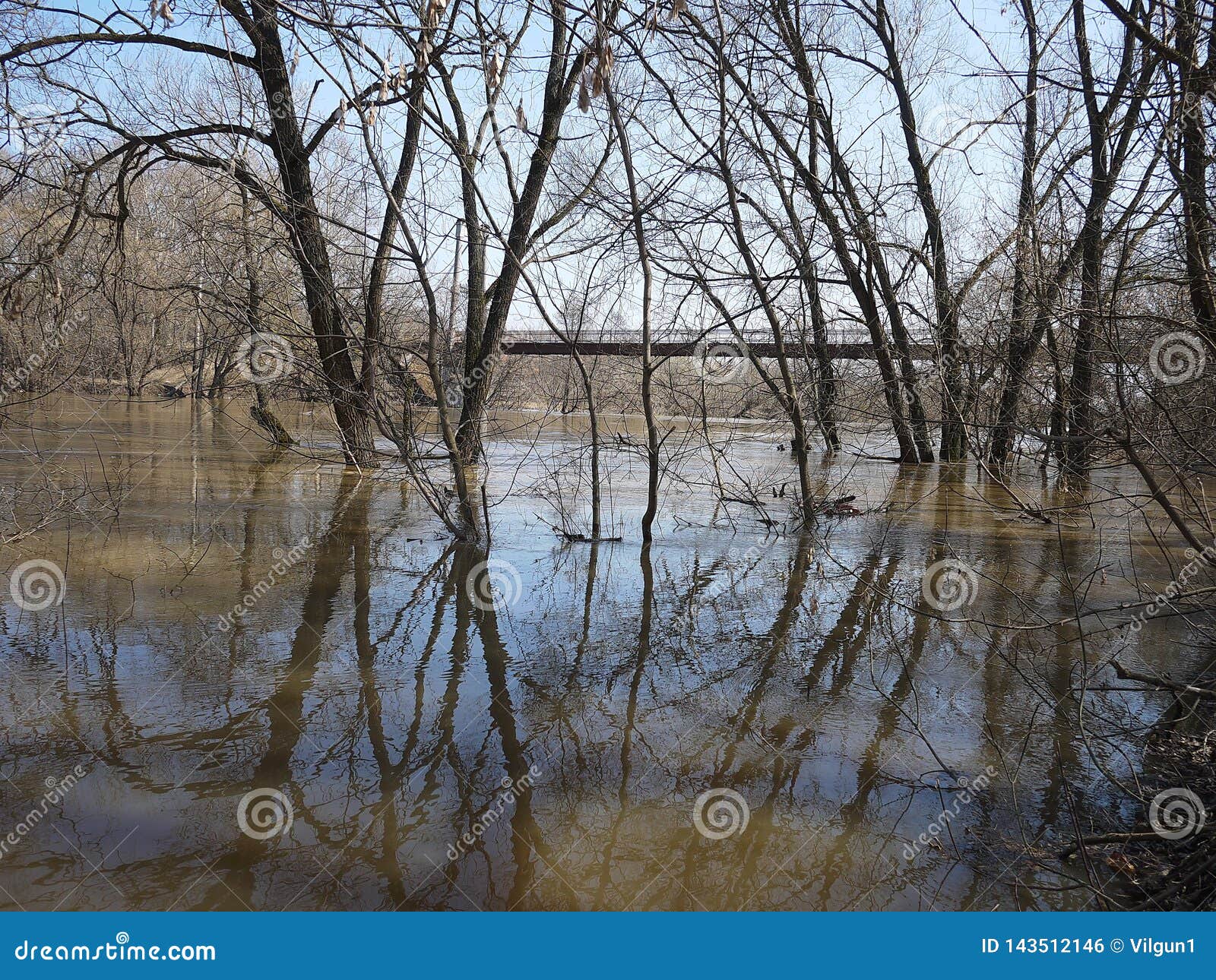 Floods in the Spring. Spring Flood Turned a Small River into a Large ...