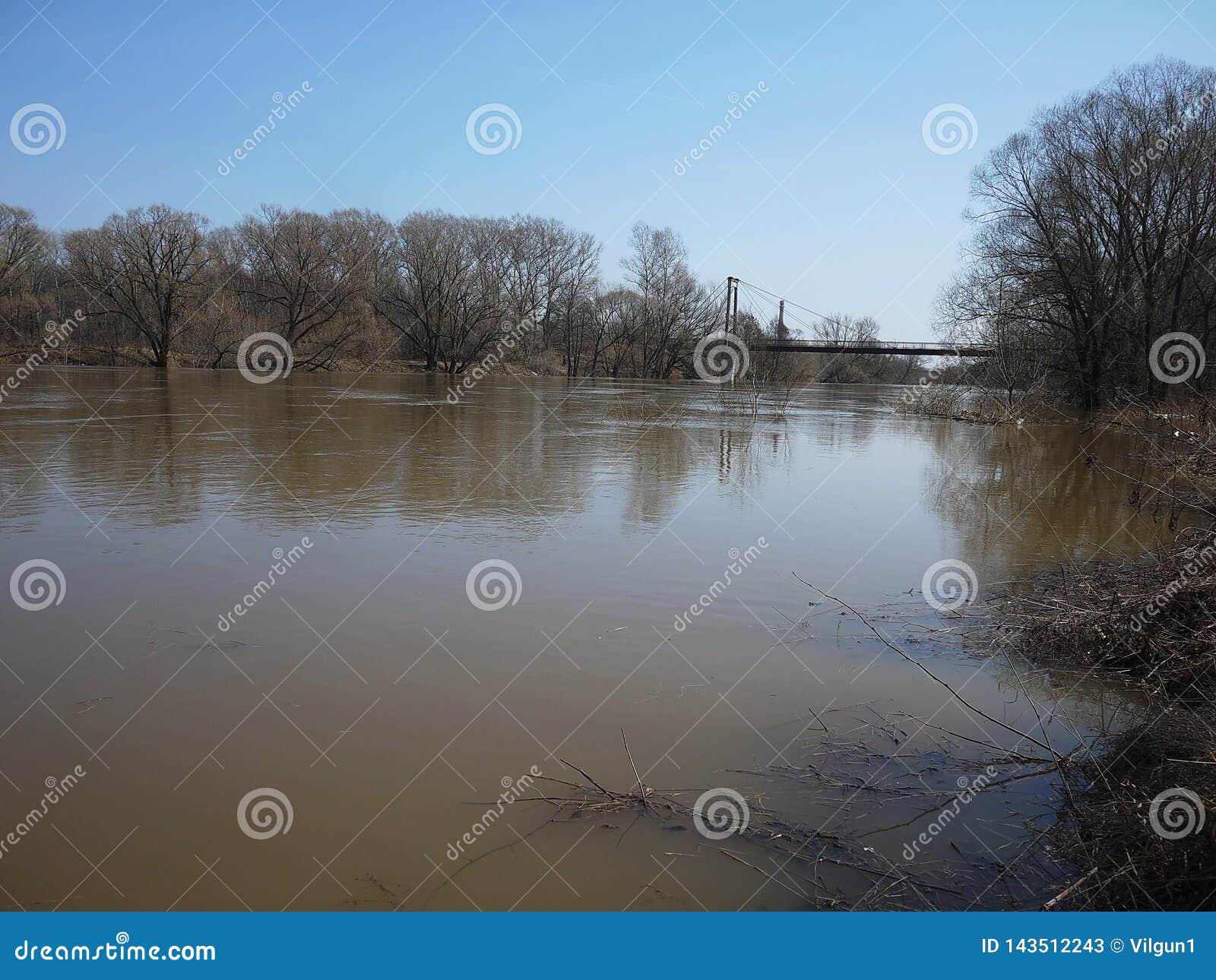 Floods in the Spring. Spring Flood Turned a Small River into a Large ...