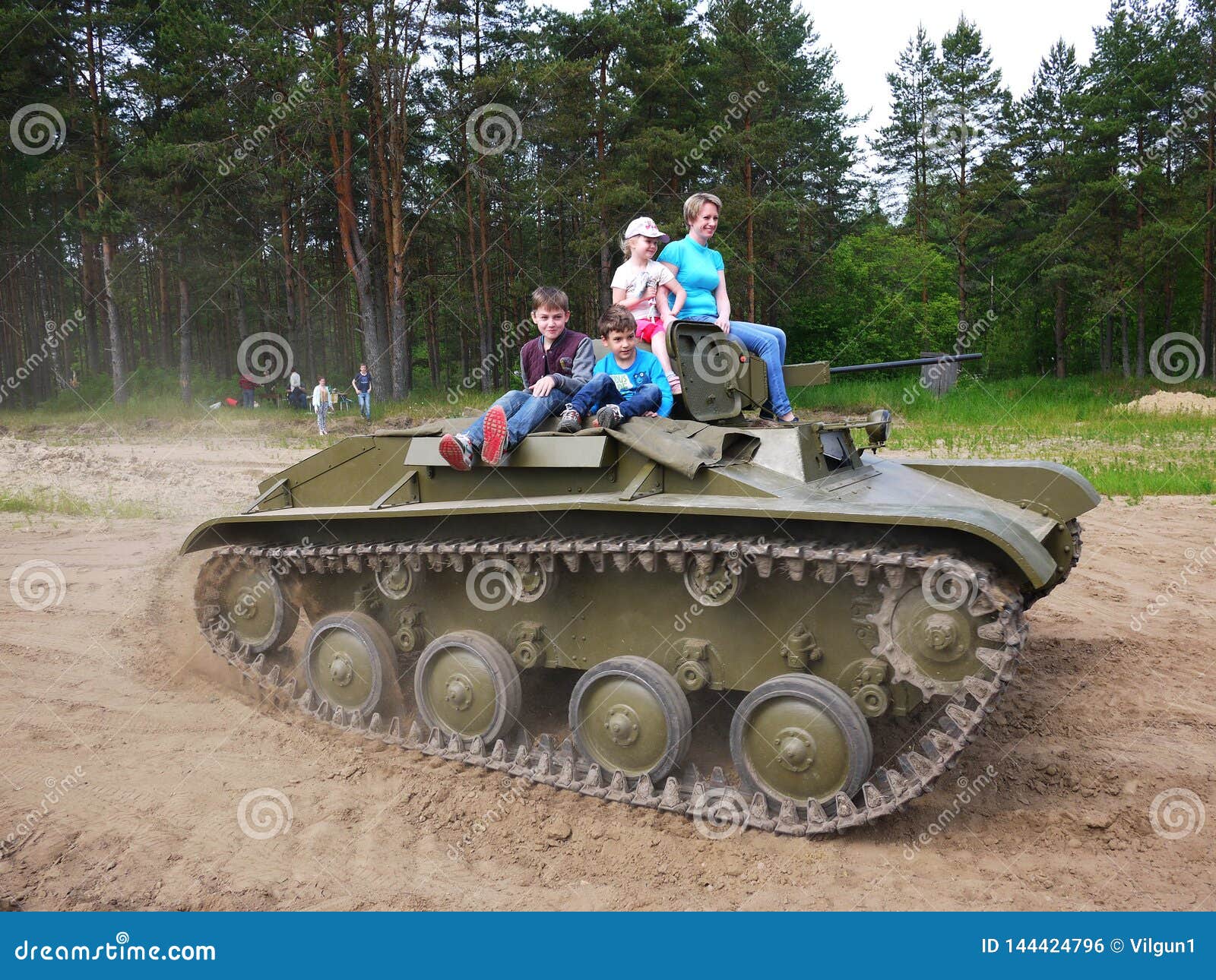 Children Ride on the Tank. the Tank of the Second World War Rolls ...