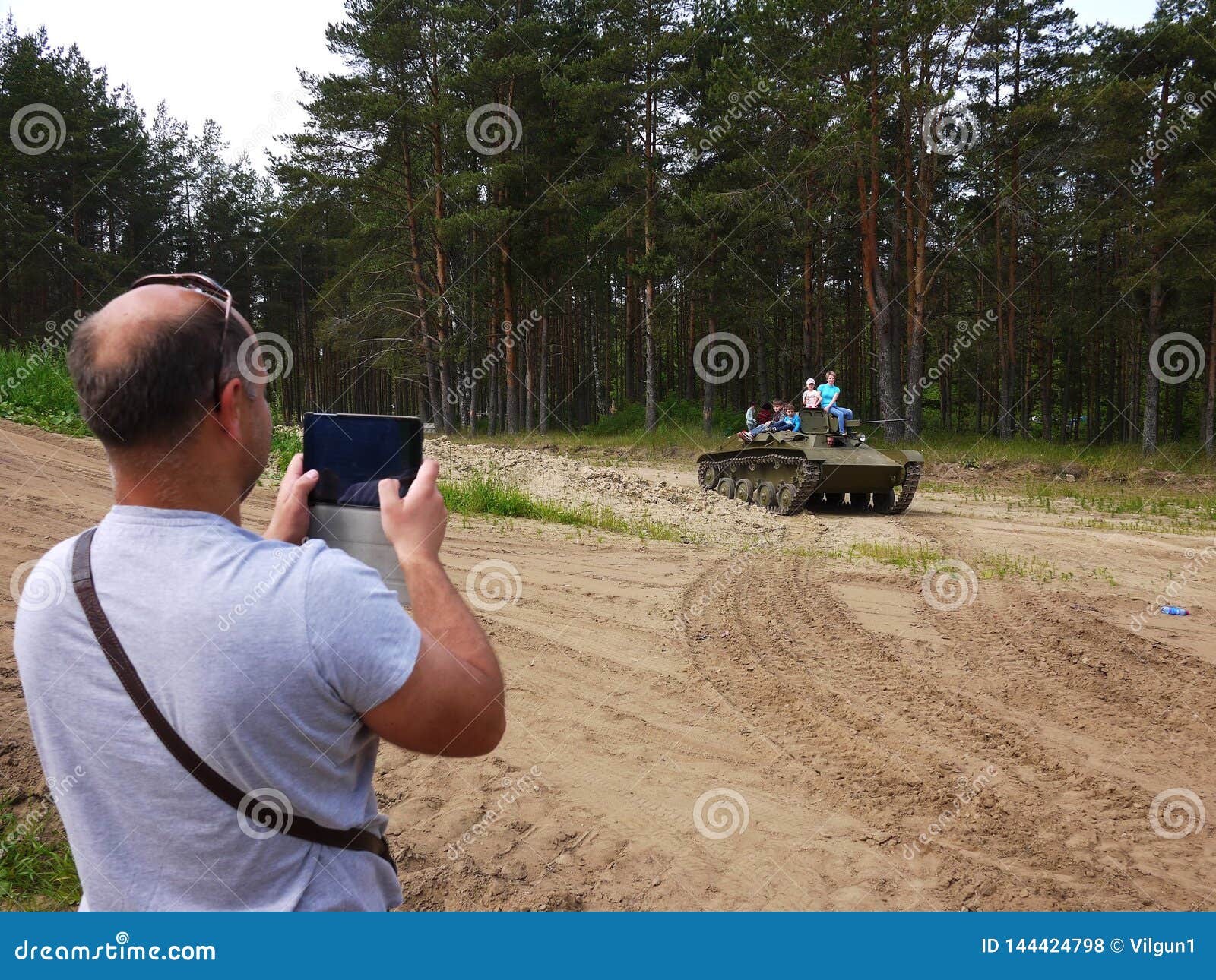 Children Ride on the Tank. the Tank of the Second World War Rolls ...