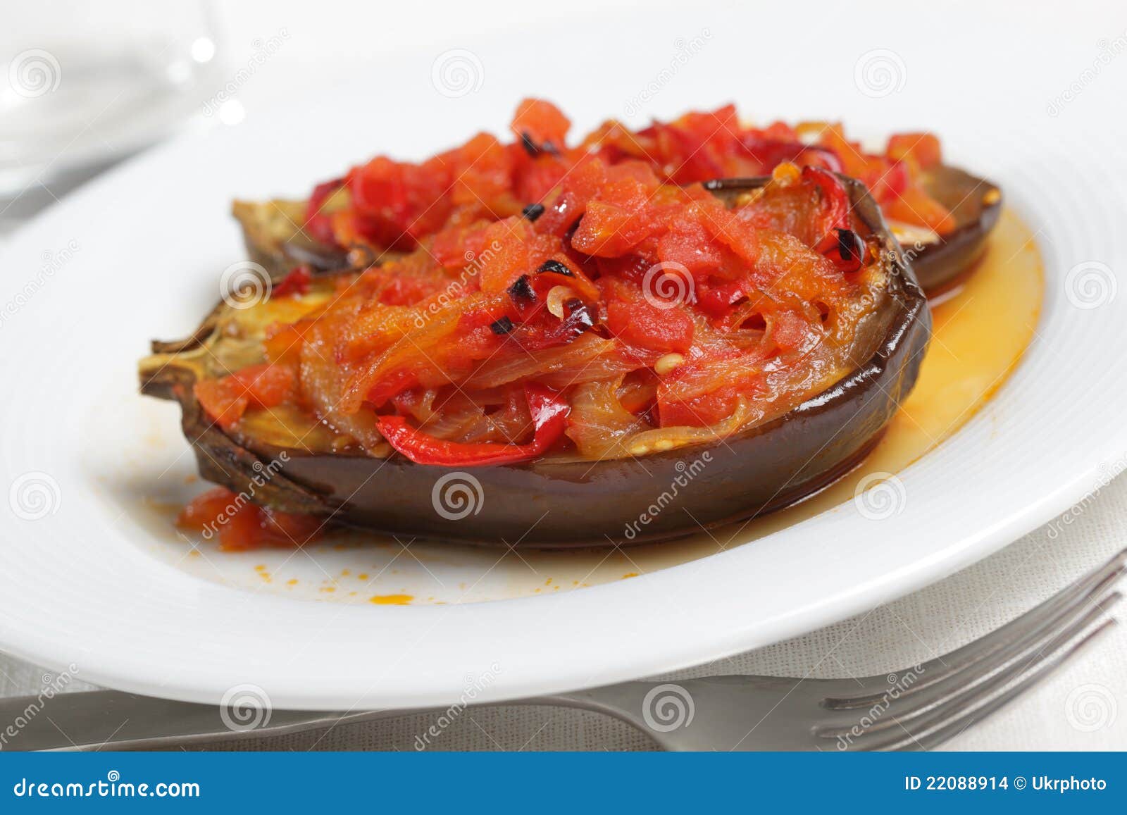 Imam Bayildi, Traditional Turkish Food. Eggplant Stuffed With ...