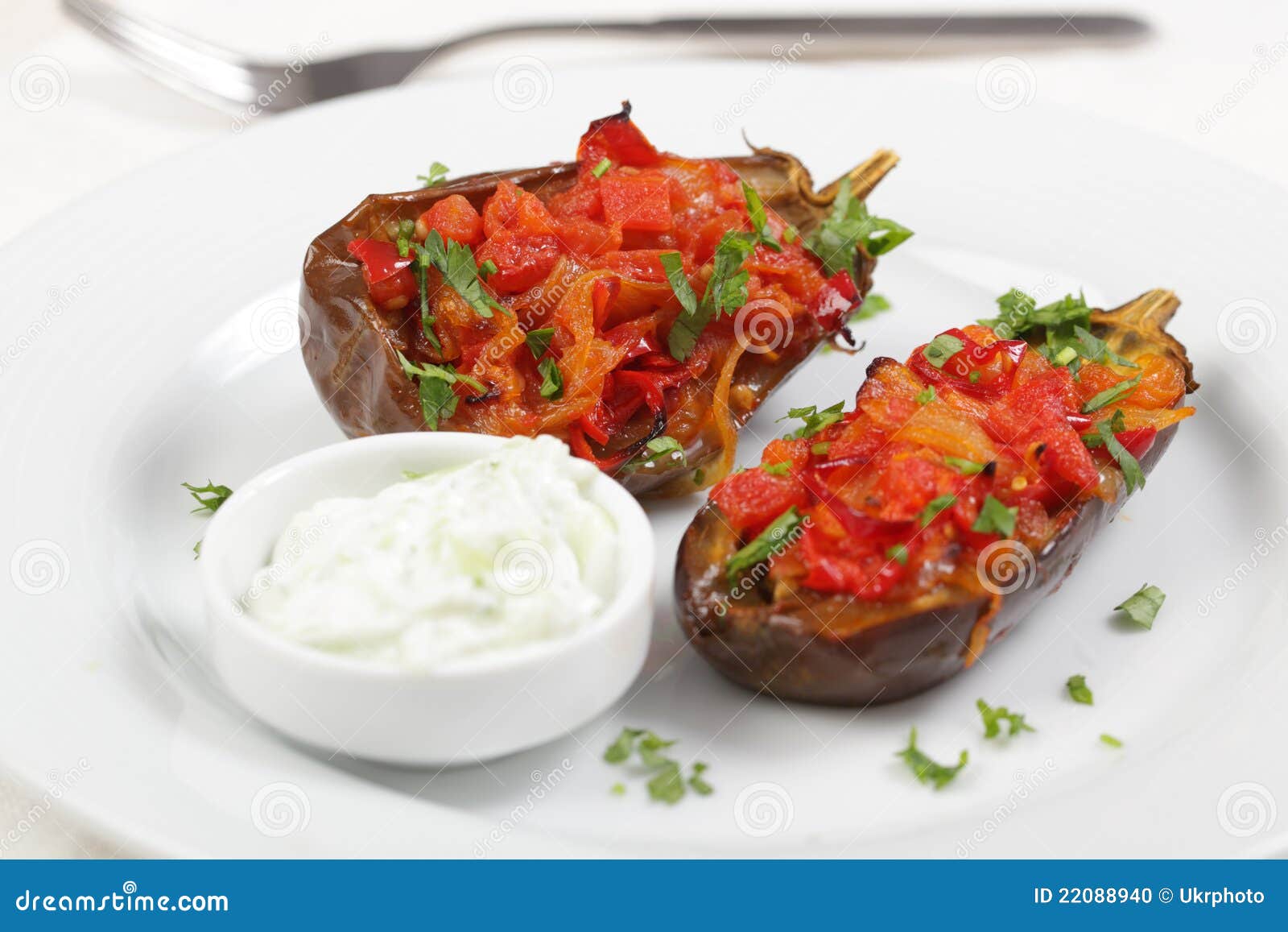 Imam Bayildi, Traditional Turkish Food. Eggplant Stuffed With ...