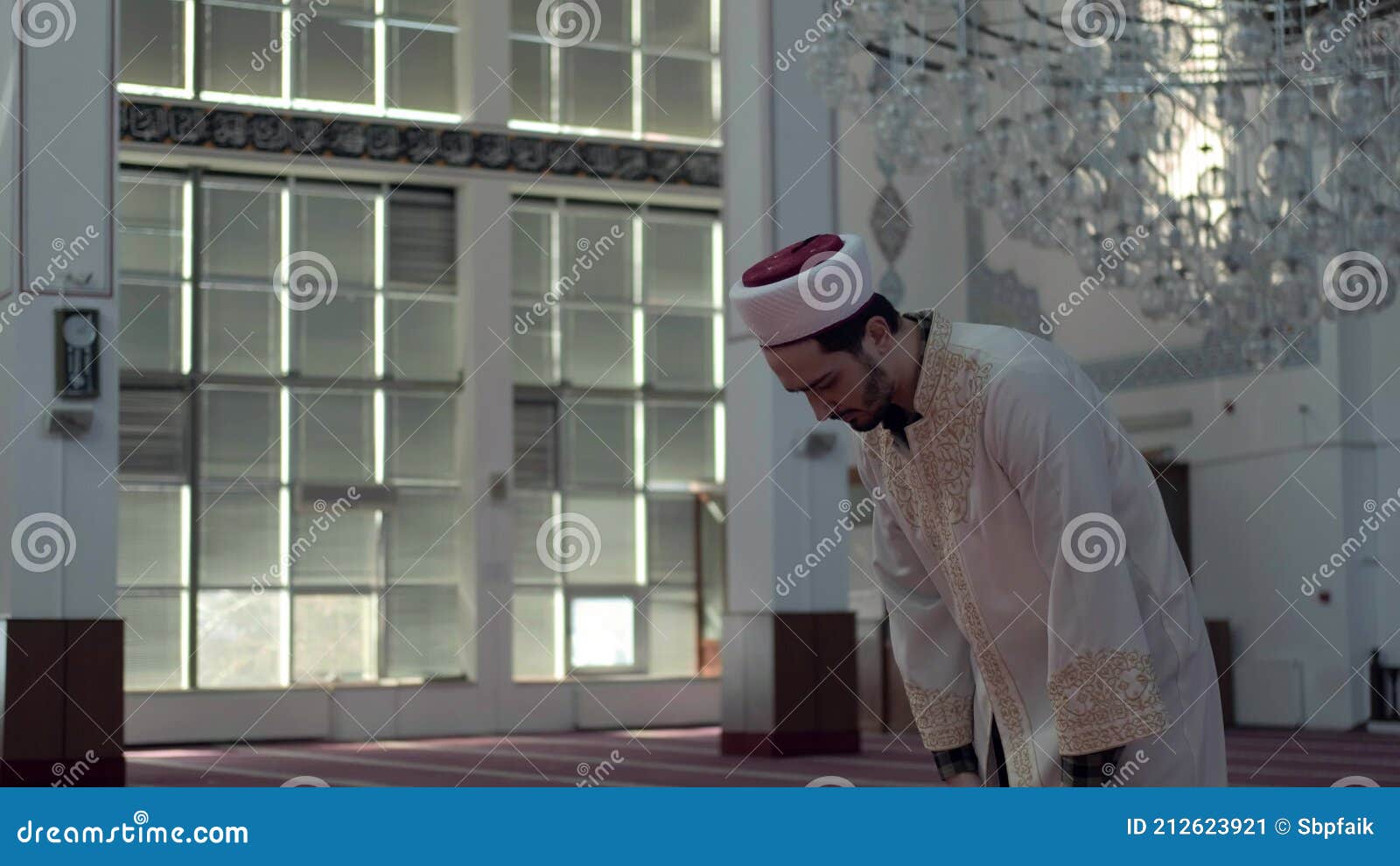 Imam Praying Takbir in Mosque Side Wide Stock Video - Video of people ...