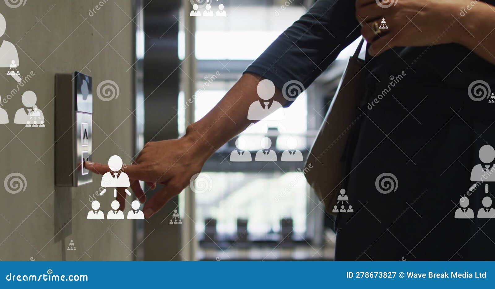 Imation of Multiple Profile Icons Floating Against Mid Section of a ...