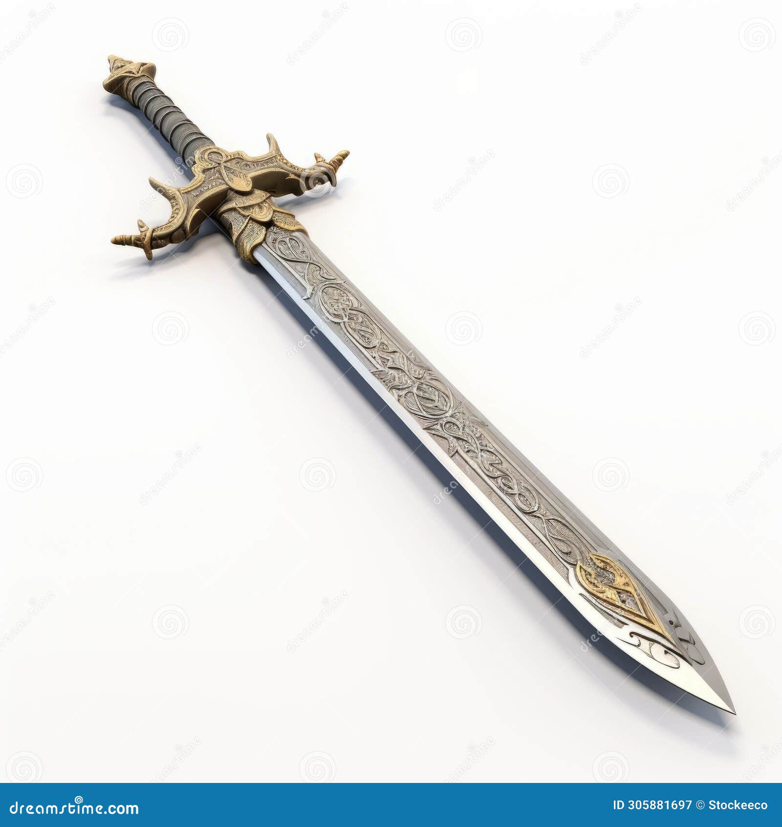 Detailed Fantasy Art: 3d Balmung Sword on White Background Stock ...