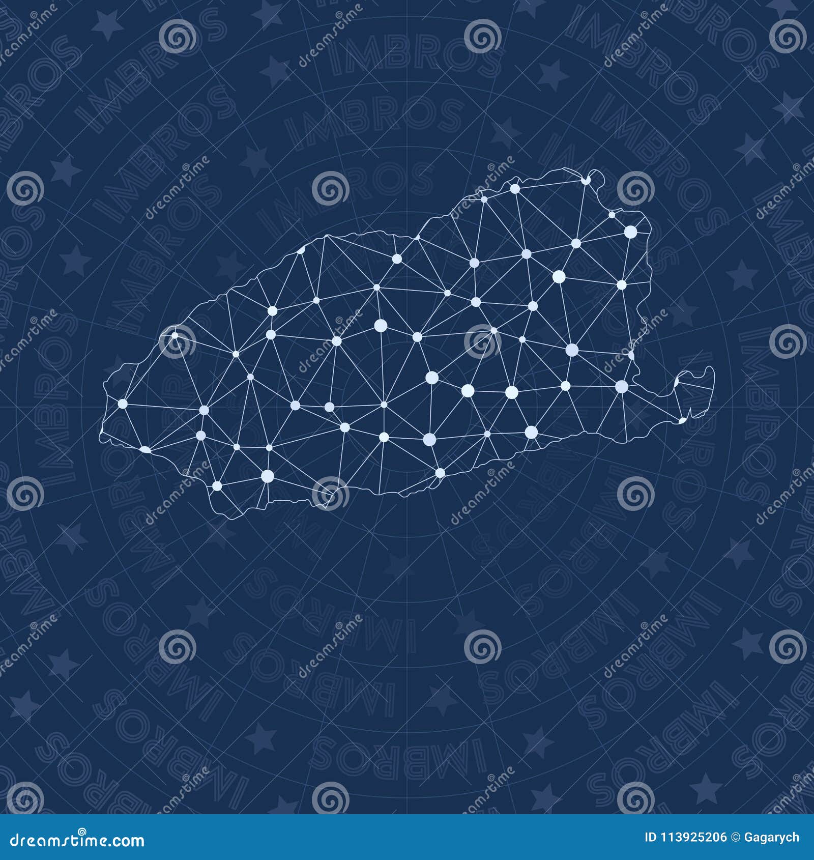 Imbros Network, Constellation Style Island Map. Stock Vector ...