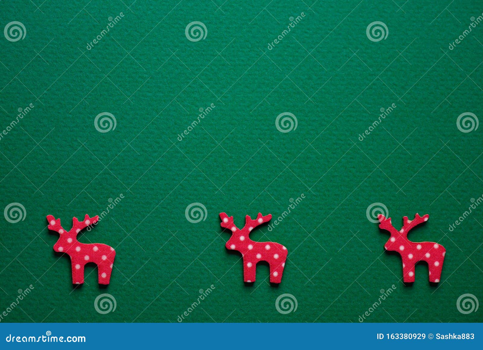 Minimal Christmas Concept. Red Deer on Green Textured Paper. Business ...