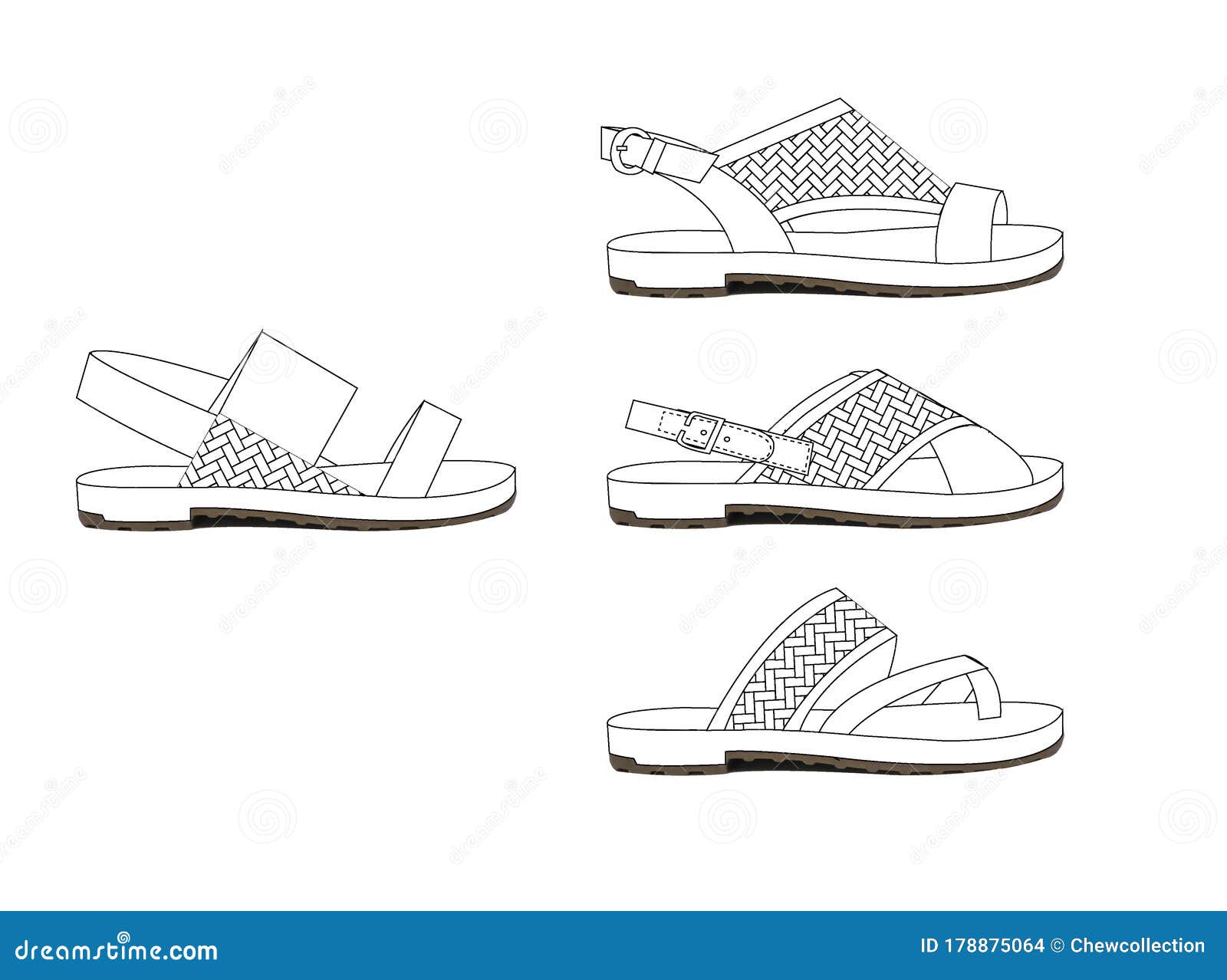 Sandals Shoes Sketch Outline Sample1 Stock Vector - Illustration of ...