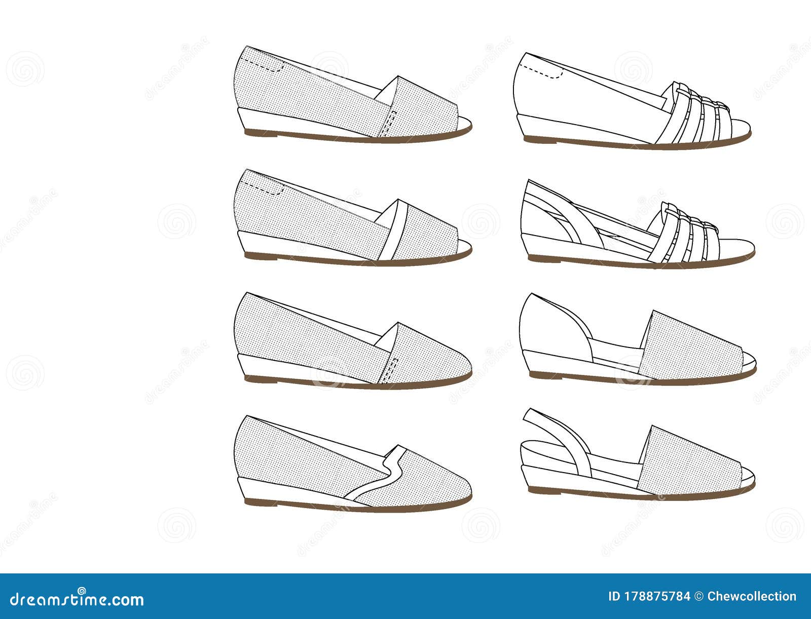 Wedge Shoes Sketch Outline Sample Stock Vector - Illustration of sample ...