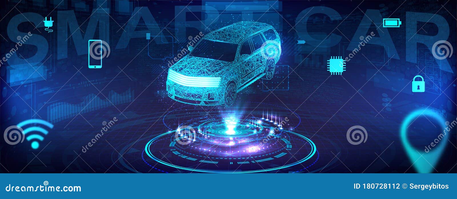 Smart Auto Banner stock vector. Illustration of icons - 180728112