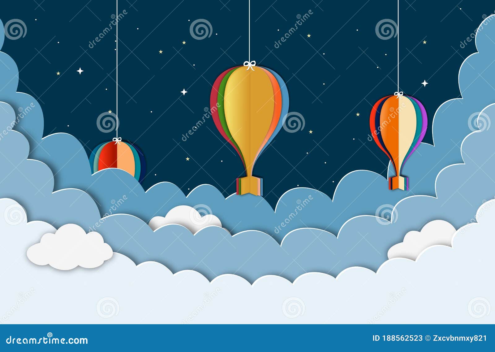 Starry Sky, Hot Air Balloon, White Cloud, Milky Way, Romance, Children ...