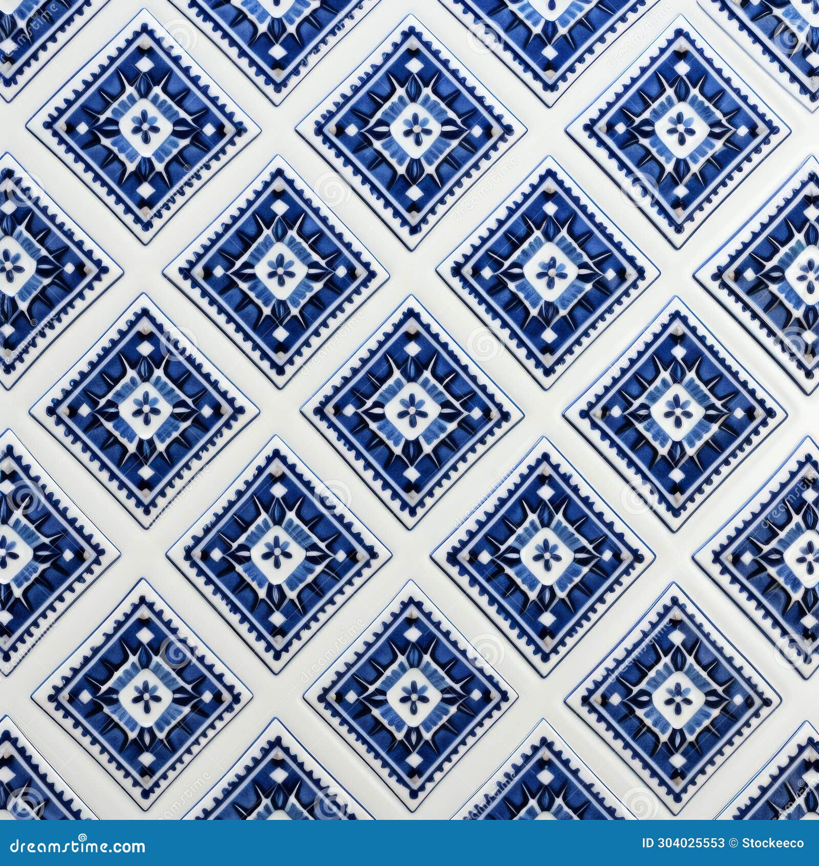 Imitated Material Blue and White Ceramic Tile Pattern Stock ...