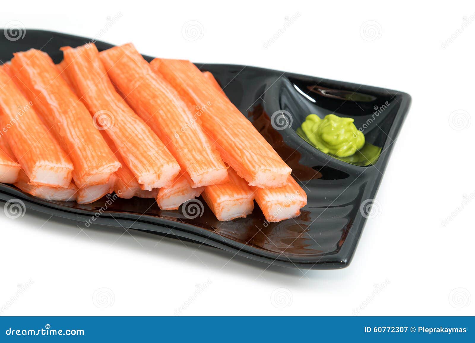 Imitation Crab Stick in Plate Stock Image - Image of group, green: 60772307