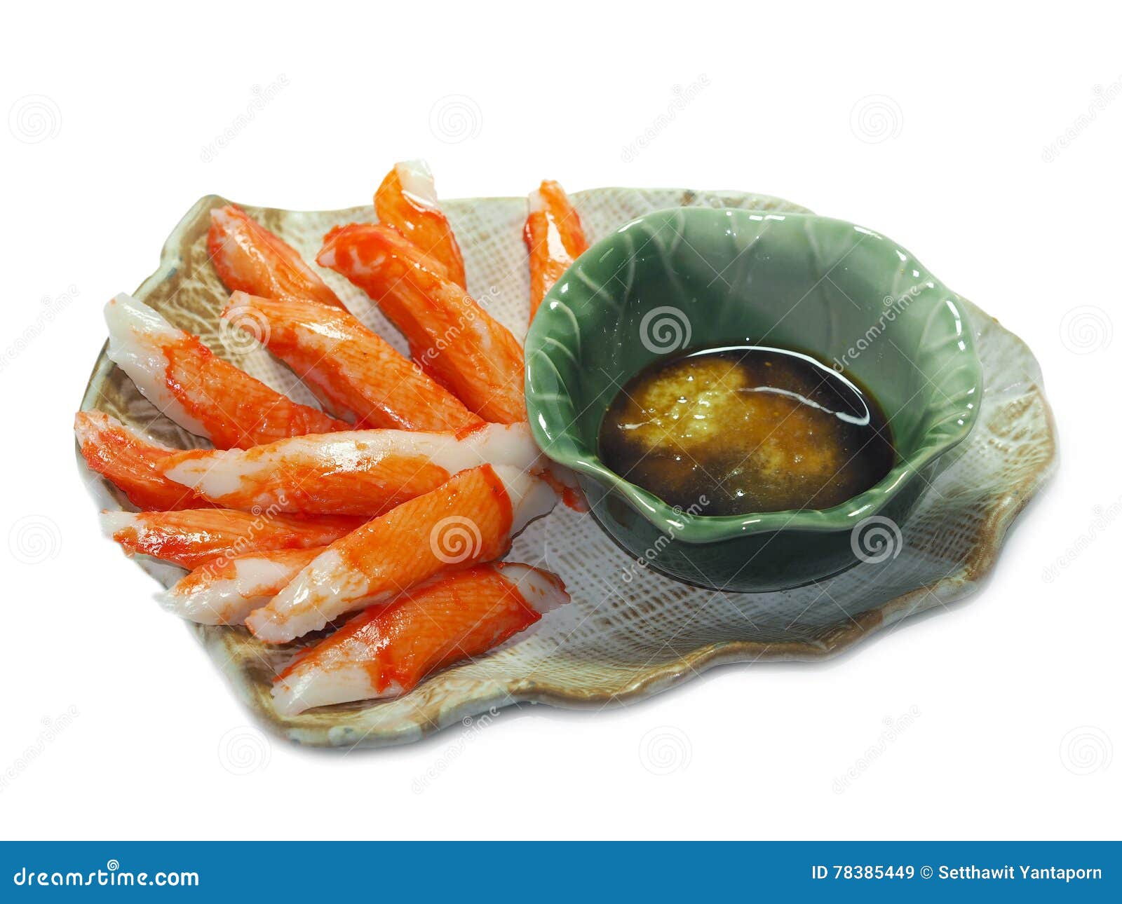Imitation Crab Stick and Wasabi in Ceramic Dish Stock Image - Image of ...