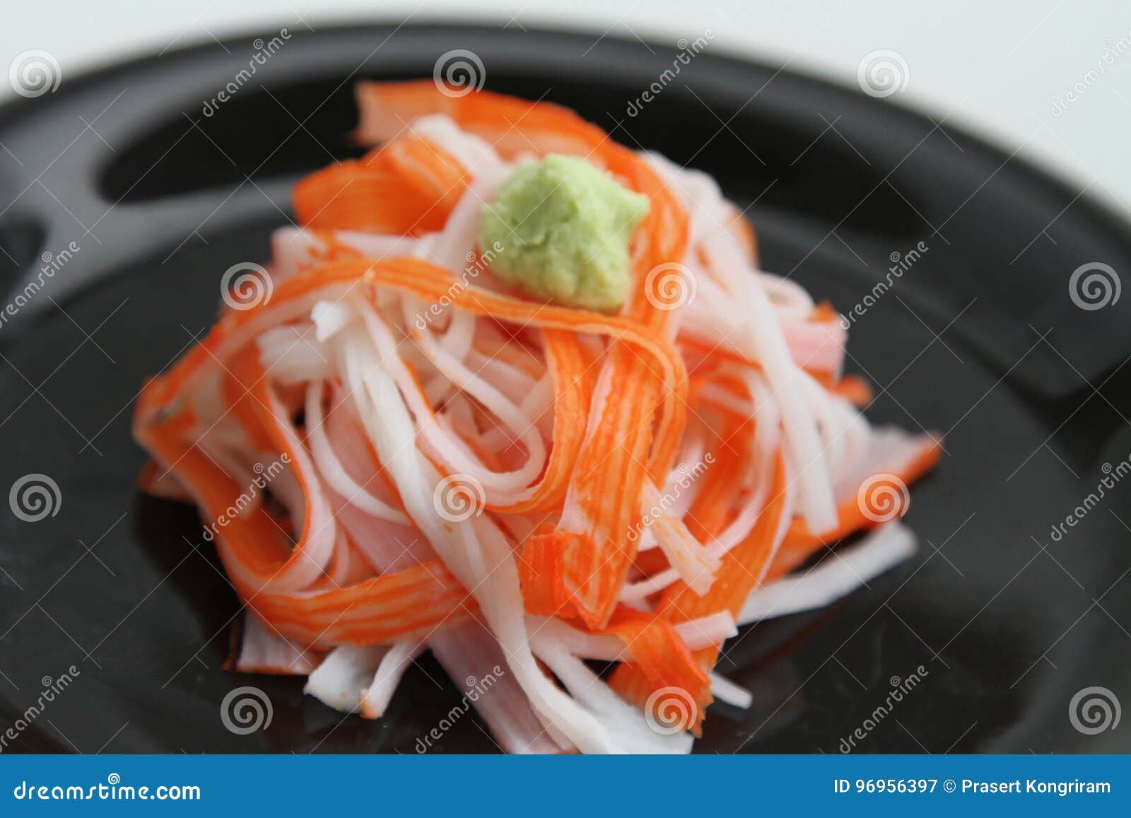 Imitation crab with wasabi stock image. Image of wave - 96956397