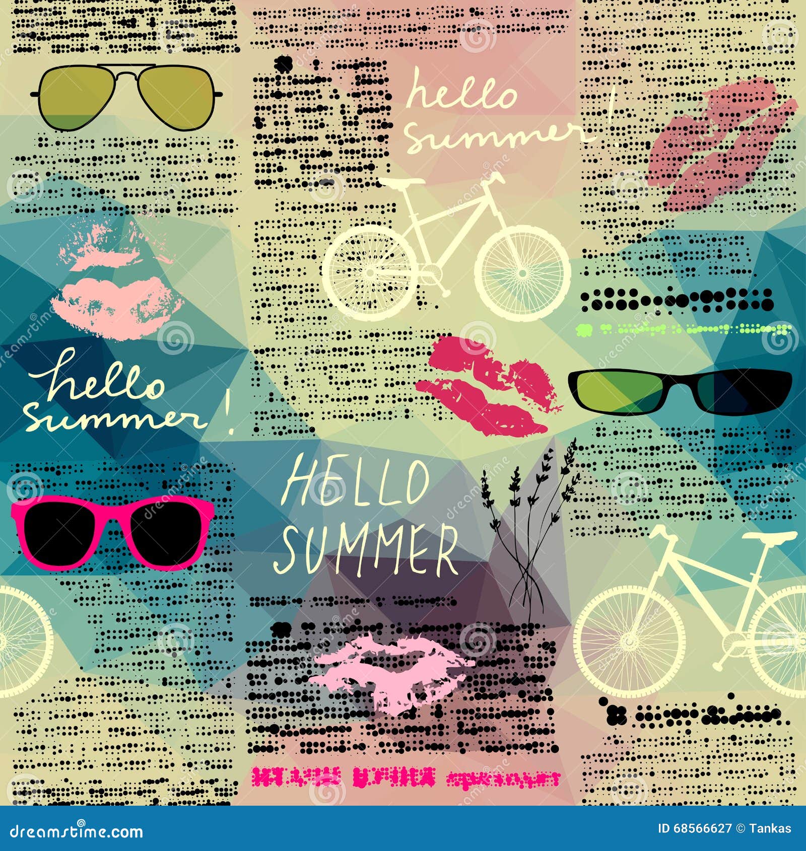 Imitation of Newspaper Hello Summer Stock Vector - Illustration of ...