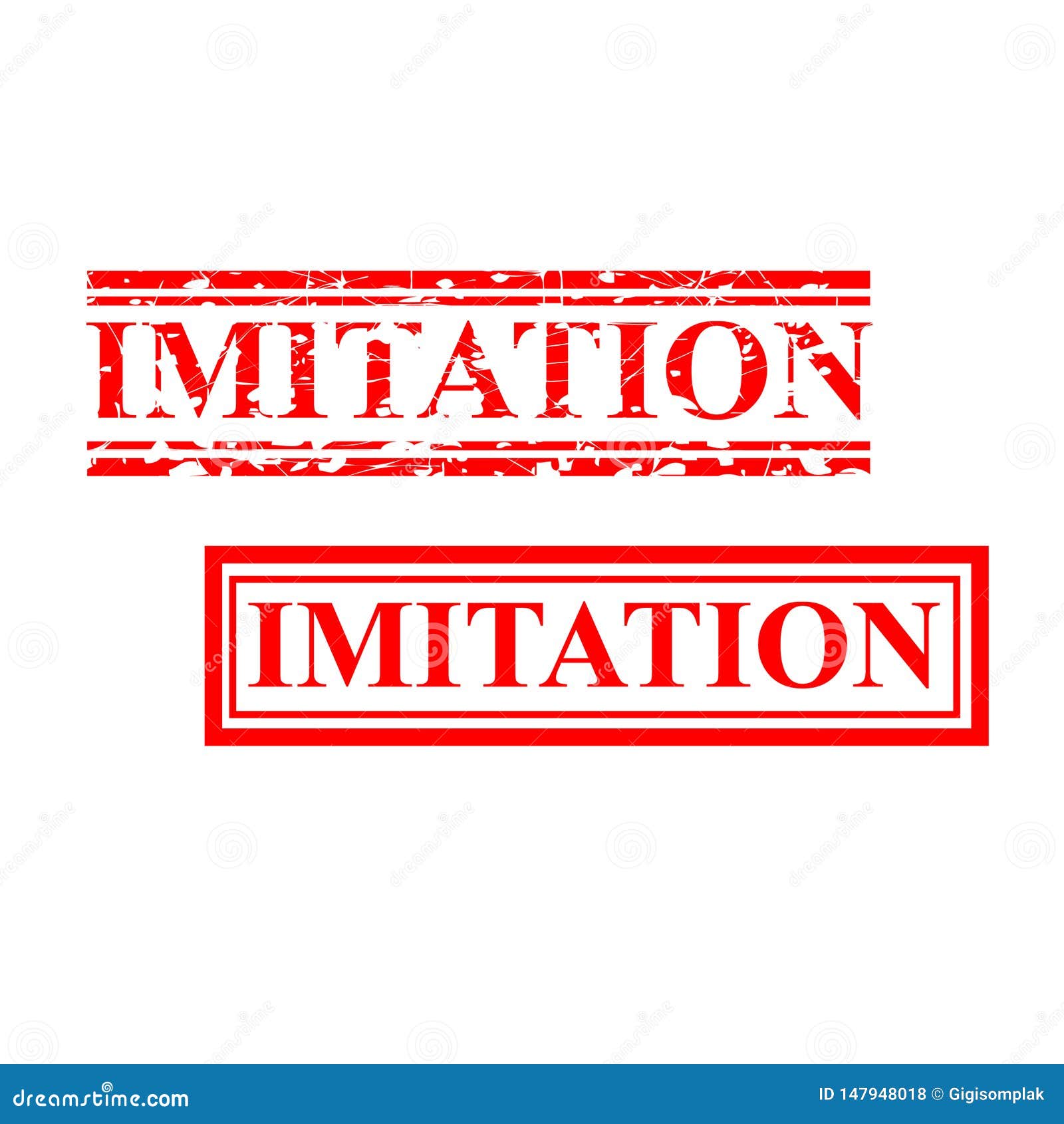 Imitation, 2 Style Streak Red Rubber Stamp Stock Vector - Illustration ...
