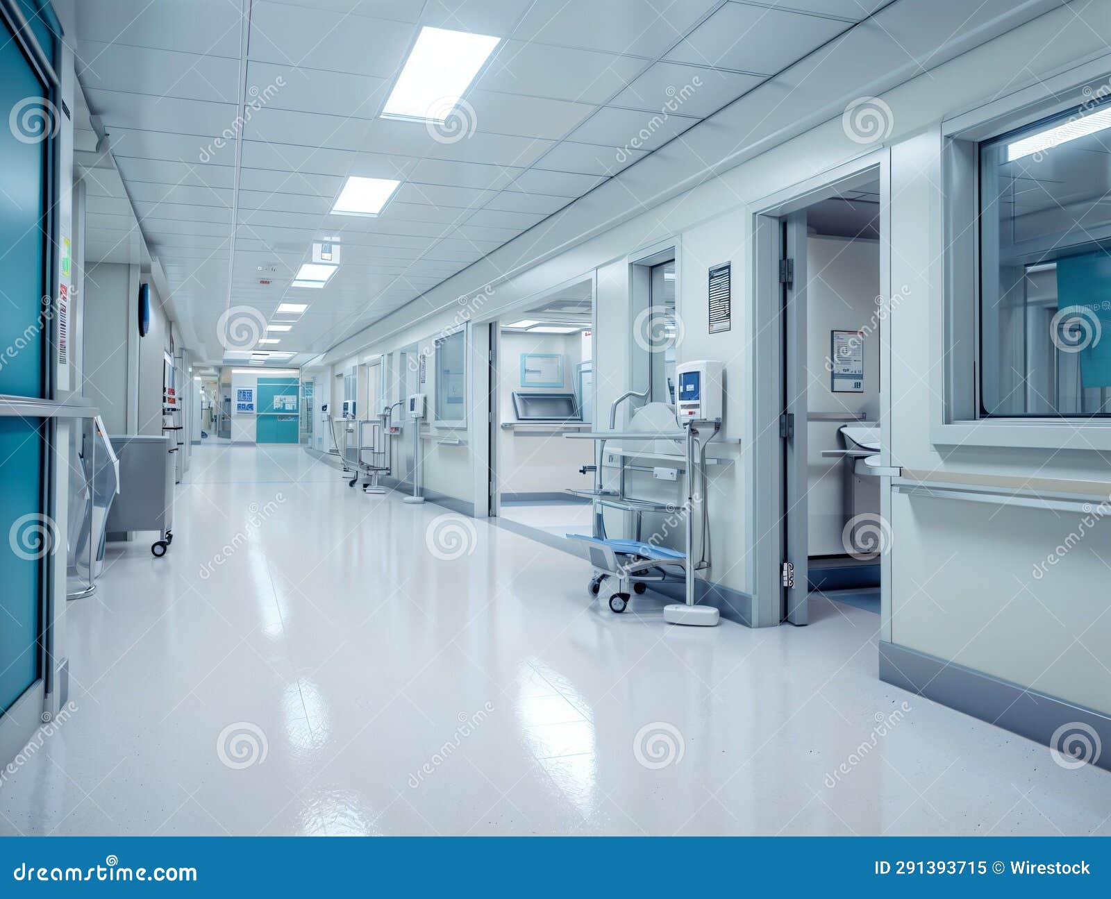 Immaculate, Bright White Hospital Hallway Stock Image - Image of sunny ...