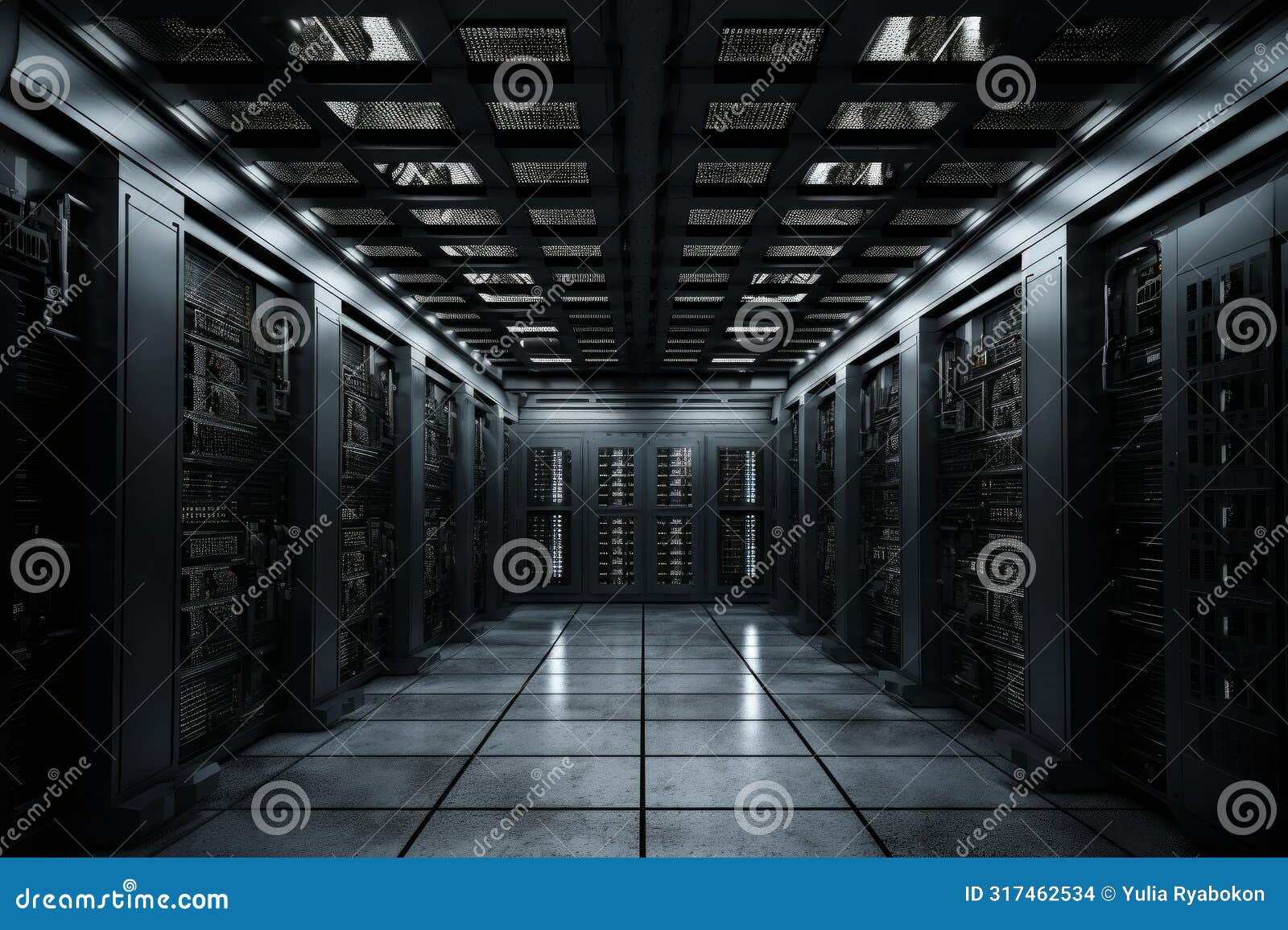 Immaculate Modern Server Room Gray. Generate Ai Stock Illustration ...