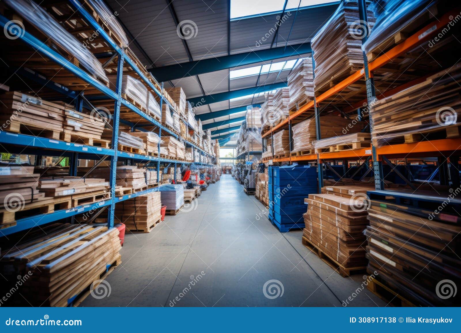 Immaculate Storage Space. Tidily Arranged Stacked Wooden Beams in a ...