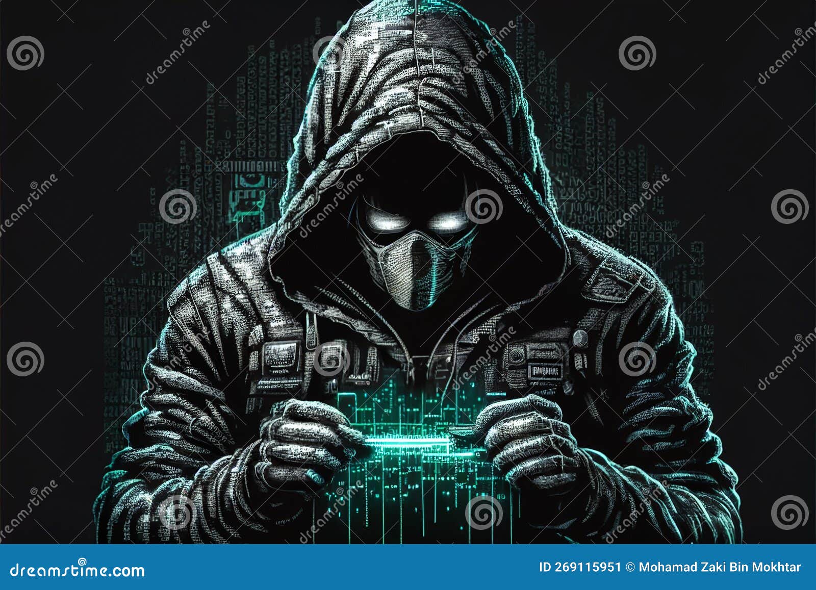 Immagine Concettuale Di Un Hacker Che Indossa Un Hoodie Con Pattern Di ... Immagine Concettuale Di Un Hacker Che Indossa Un Hoodie Con Pattern Di ...