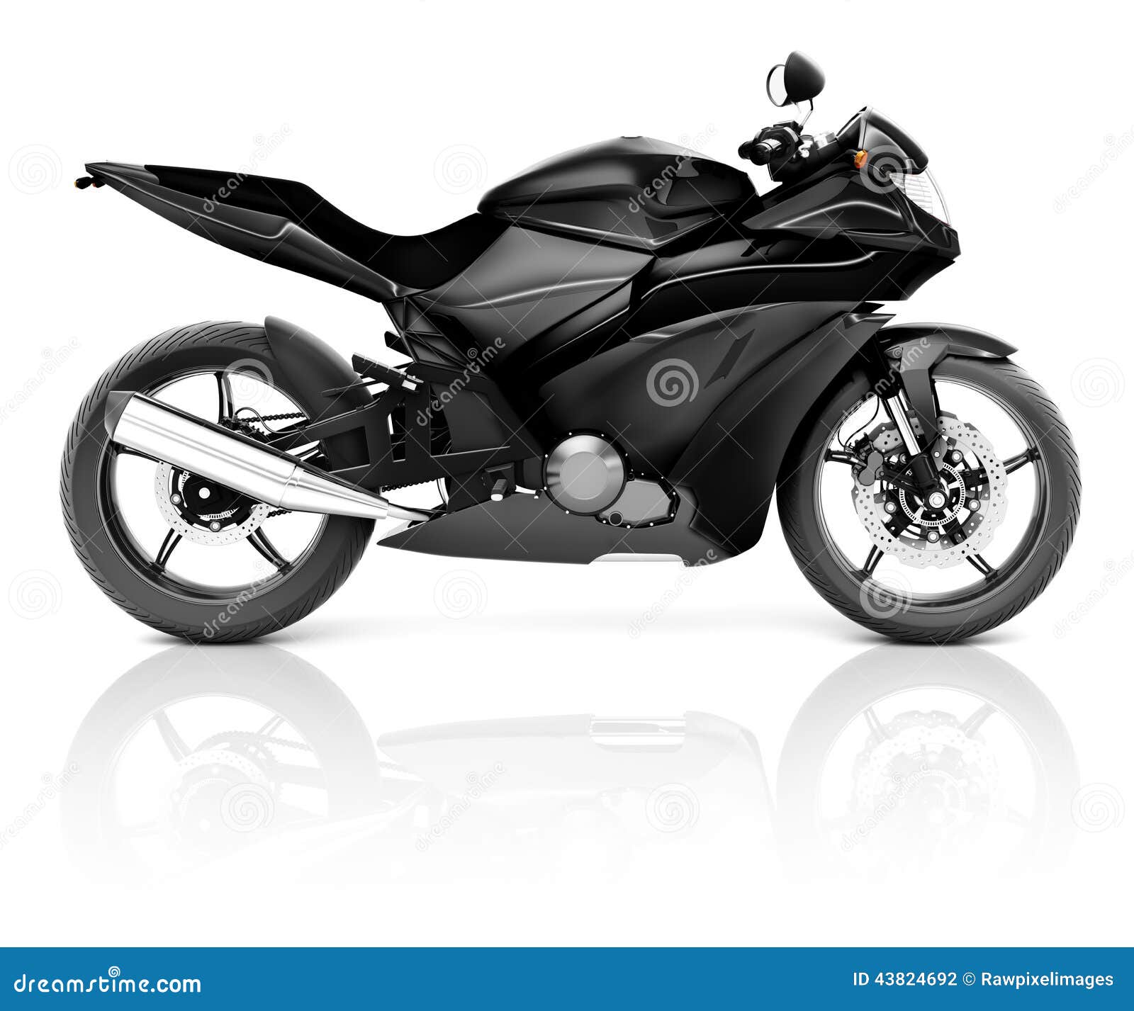 Immagine 3D Di Una Motocicletta Moderna Nera Fotografia Stock ...