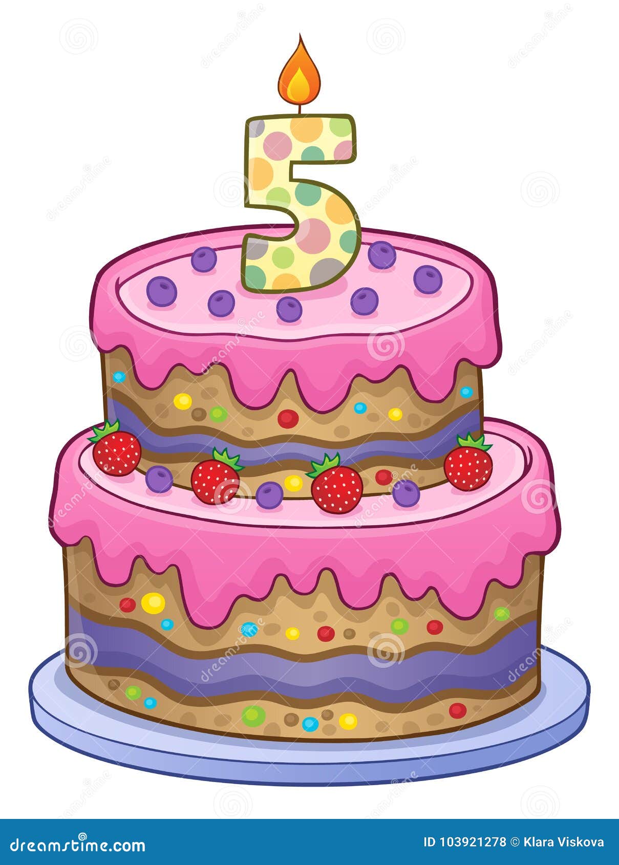Immagine Della Torta Di Compleanno Per 5 Anni Illustrazione Vettoriale ...