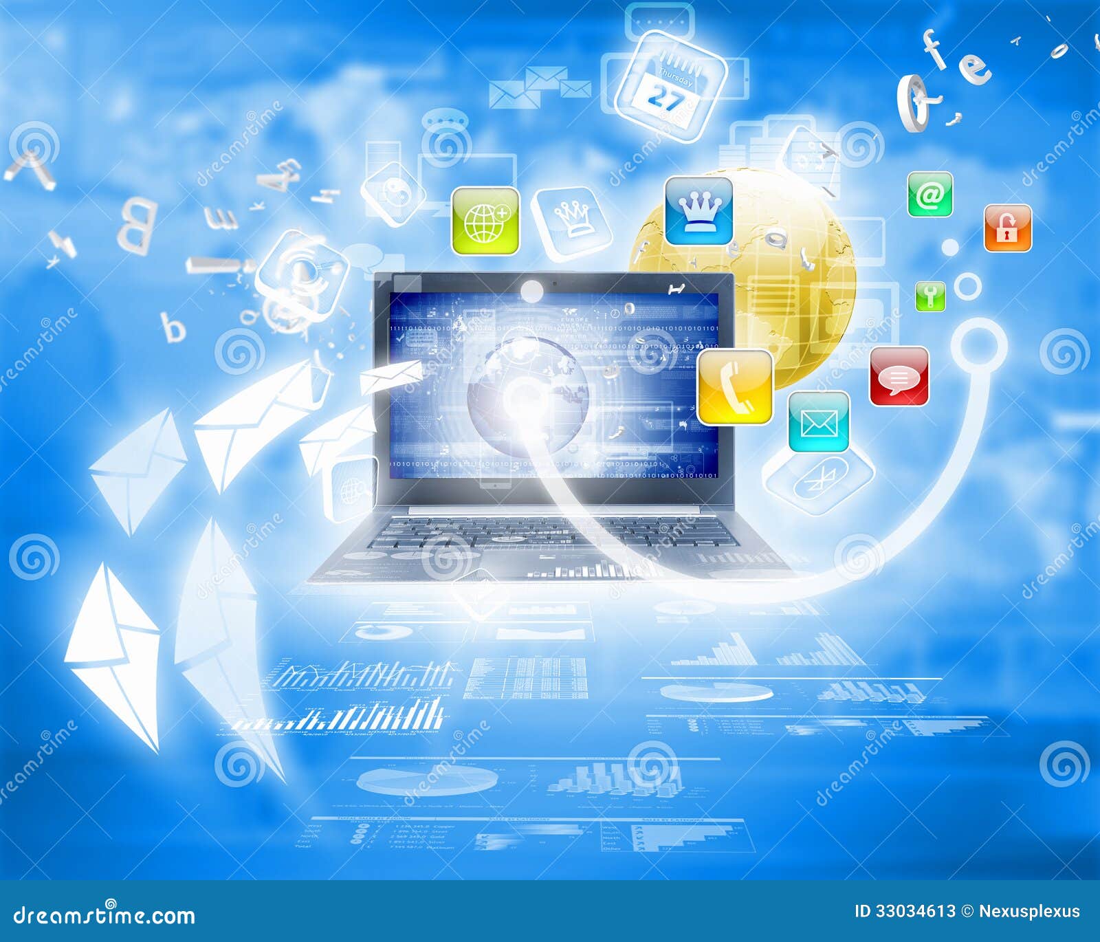 Immagine Di Sfondo Con Il Computer Portatile Immagine Stock - Immagine ...