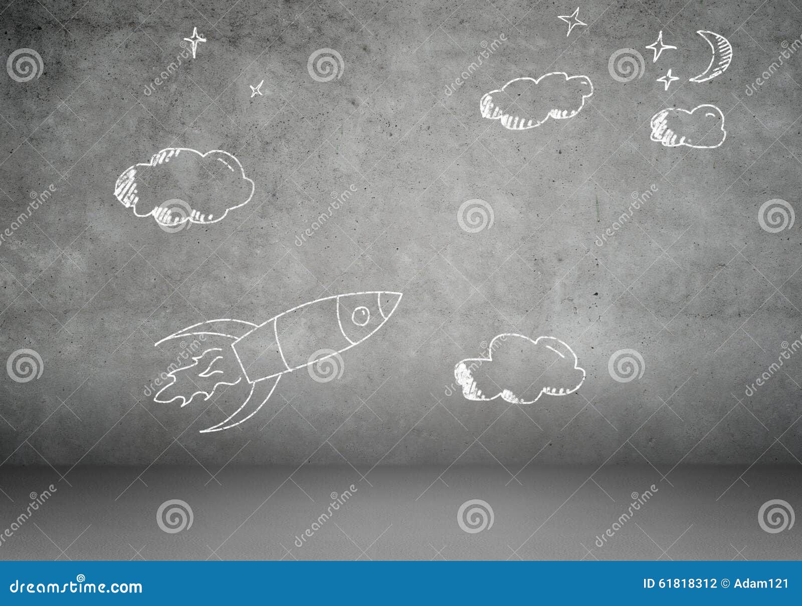 Immagine Di Sfondo Con Il Razzo Estratto Volo Illustrazione di Stock ...