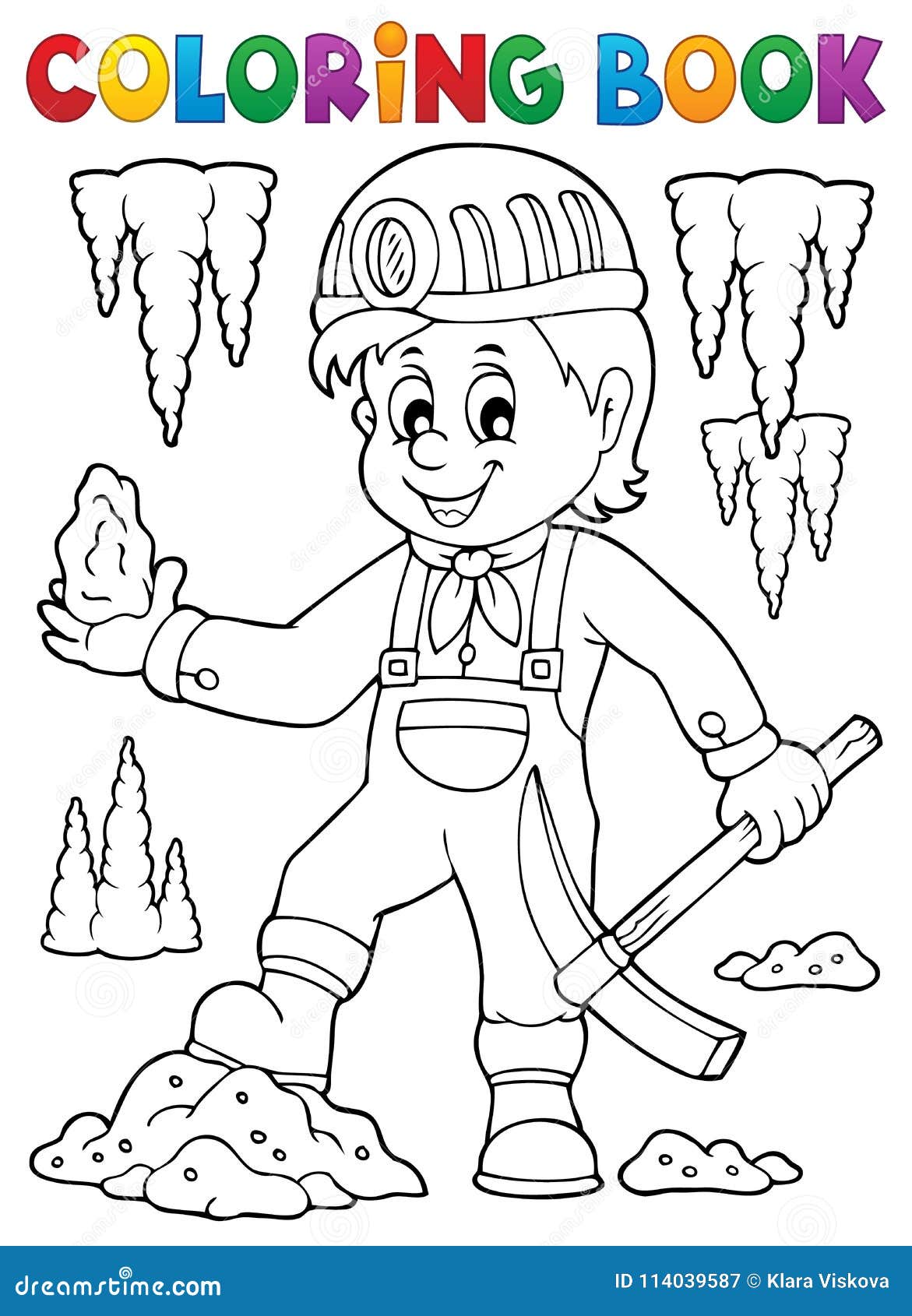 Immagine 1 Di Tema Del Minatore Del Libro Da Colorare Illustrazione ...
