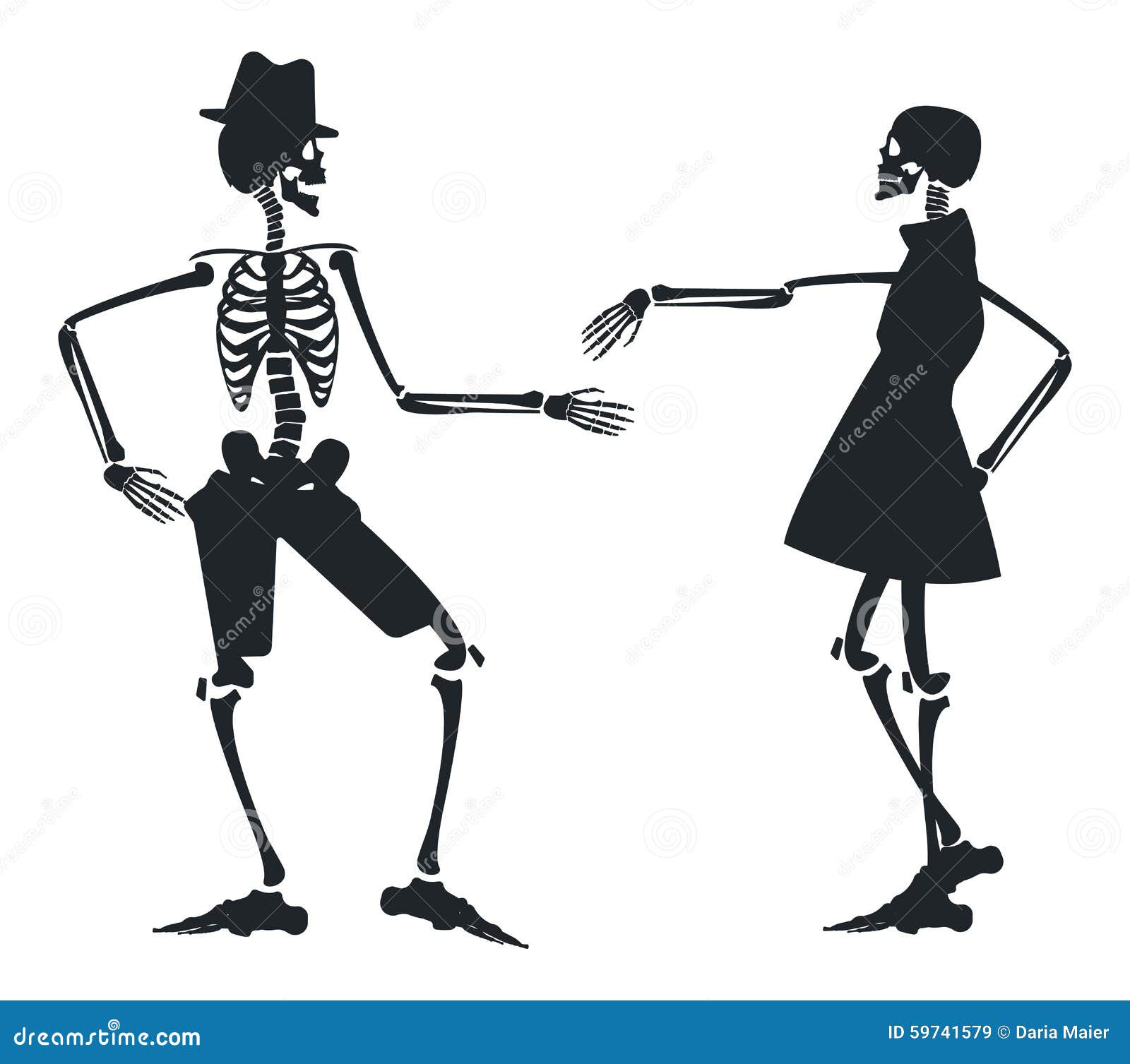 Immagine Di Vettore Con La Siluetta Due Dello Scheletro Illustrazione ...